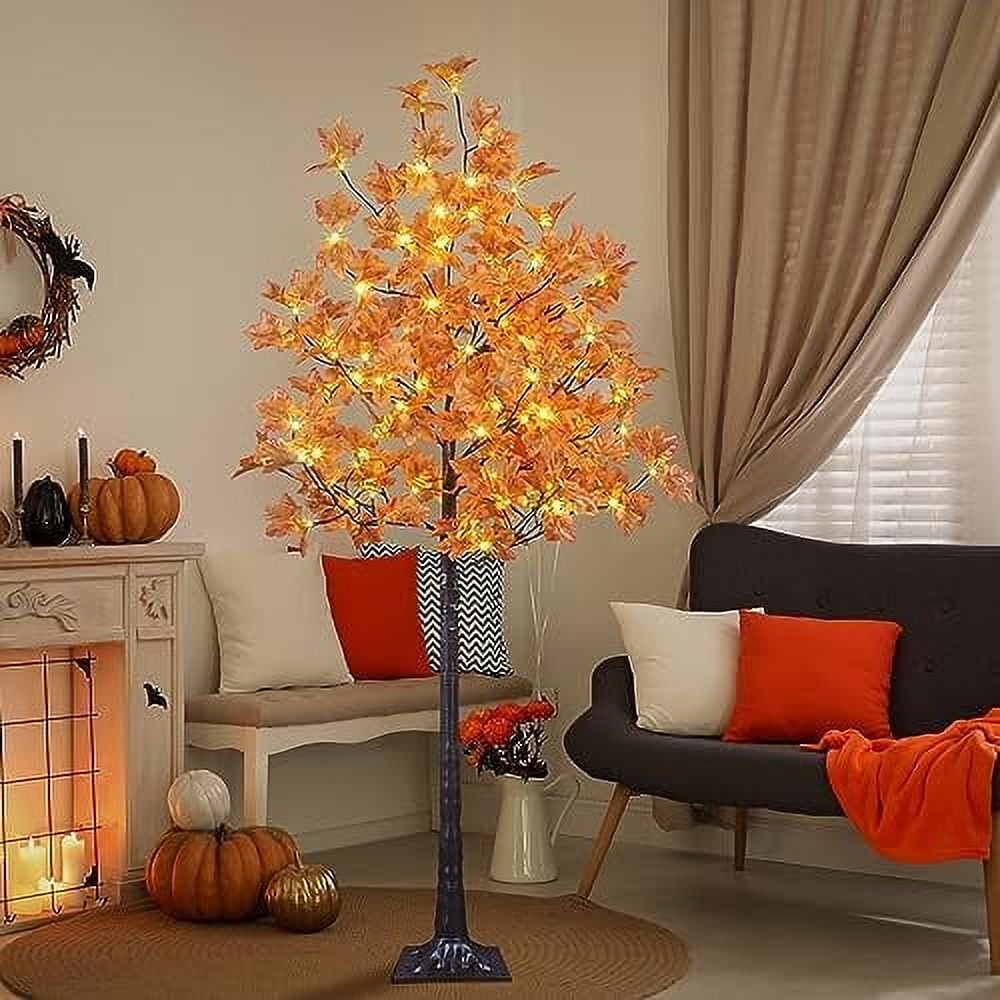 Lighted Maple Tree 6FT 120 LED Artificial Fall Tree for Decoration ...