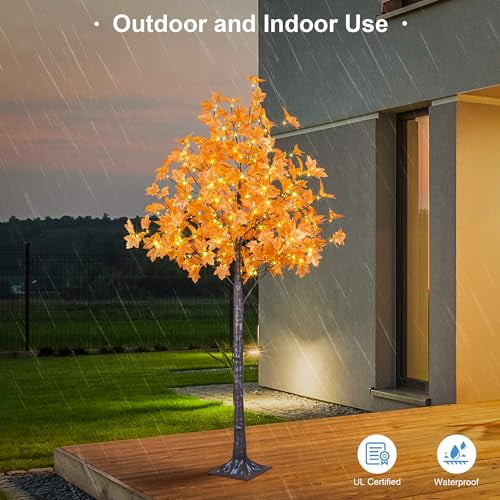 Lighted Maple Tree 7FT 208 LED Artificial Fall Tree for Decoration ...