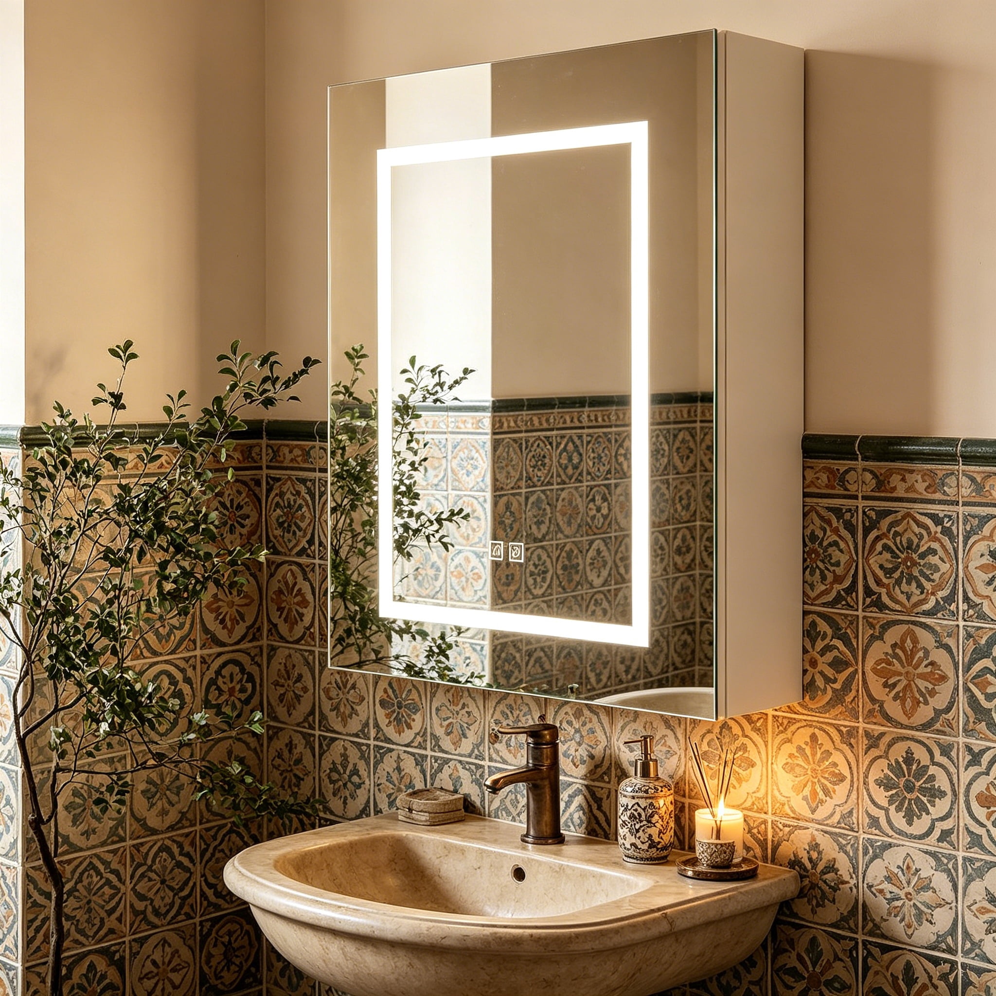Lighted Medicine Cabinet Mirror for Bathroom, LED Medicine Cabinet with ...