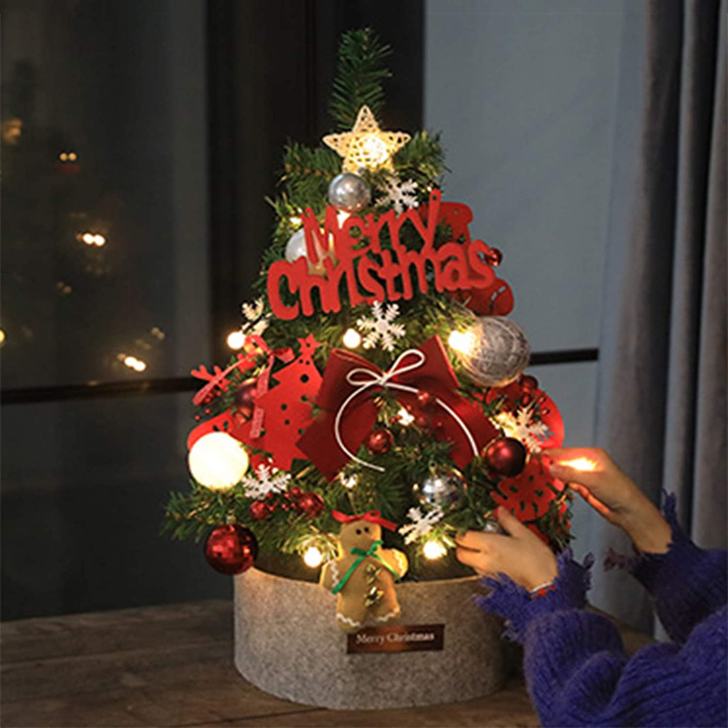 Lighted Mini Christmas Tree, Tabletop LED Xmas Tree with Remote Color ...
