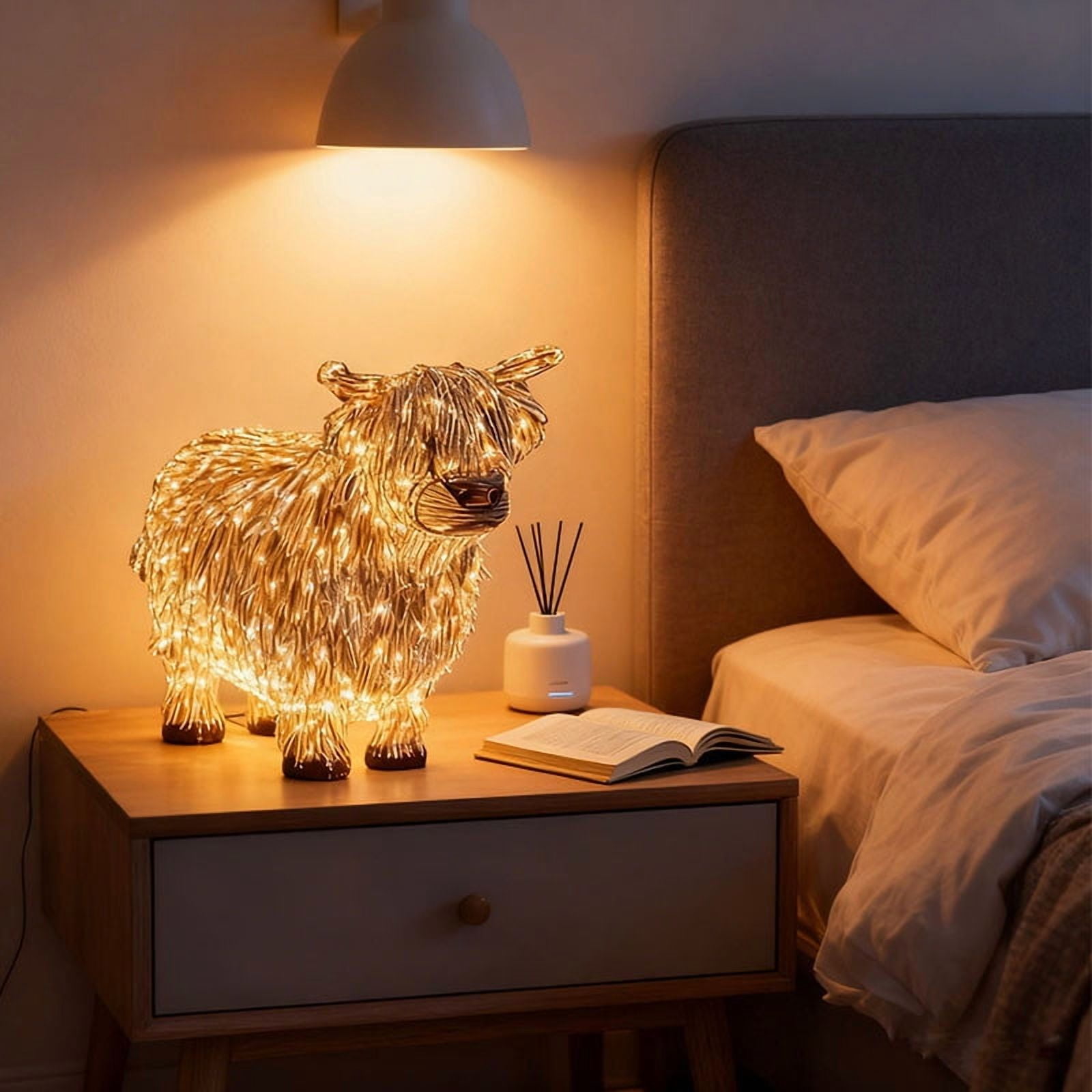 Lighted Mini Highland Cow Lamp – Indoor Outdoor Glowing Festive ...