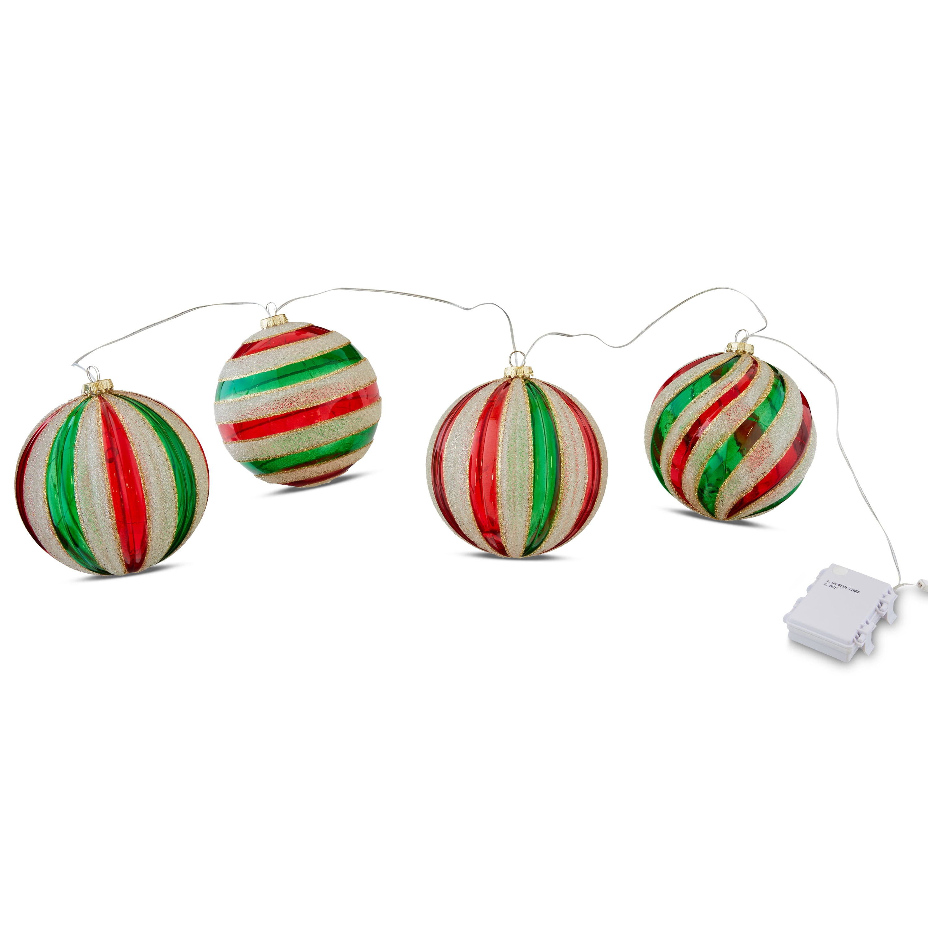 Holiday Time Lighted Shatterproof Round Christmas Ornaments, 4 Count ...