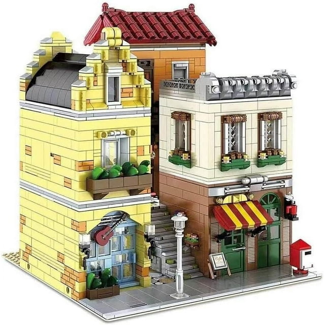 Lighted Music Store Cafe and Lounge Modular City Building Blocks Set ...