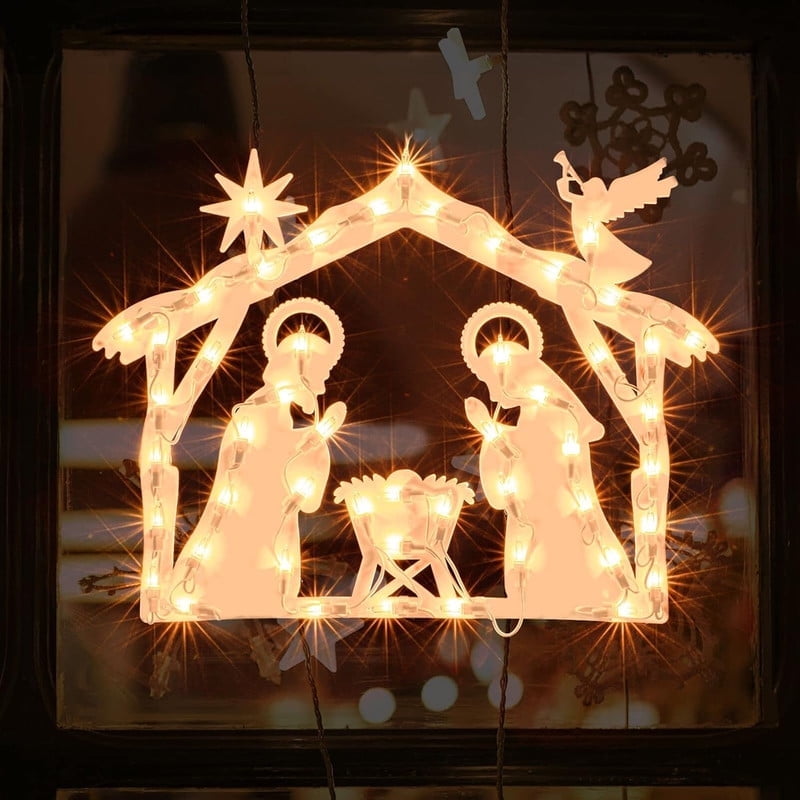 Lighted Nativity Christmas Window Decoration - Silhouette Lights for ...