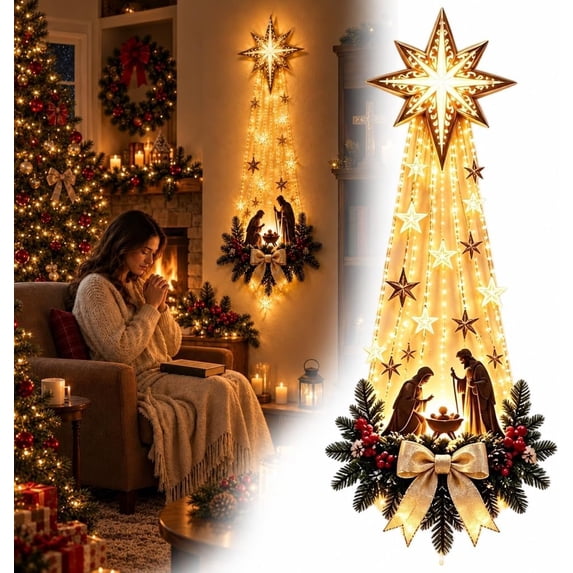 Lighted Nativity Wall Decor, LED Hanging, Faith Christmas Ornament ...