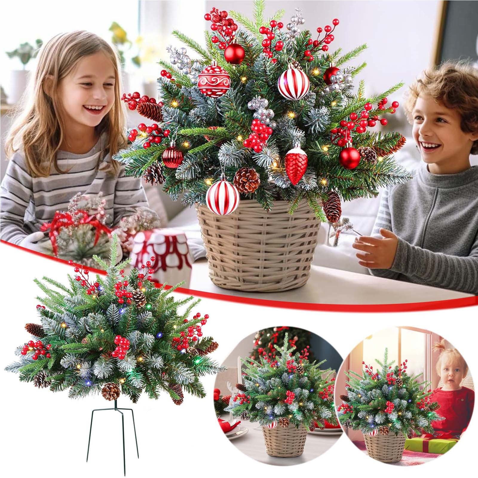 Lighted Outdoor Decor Christmas Tree with 8 Lighting Modes, Battery ...