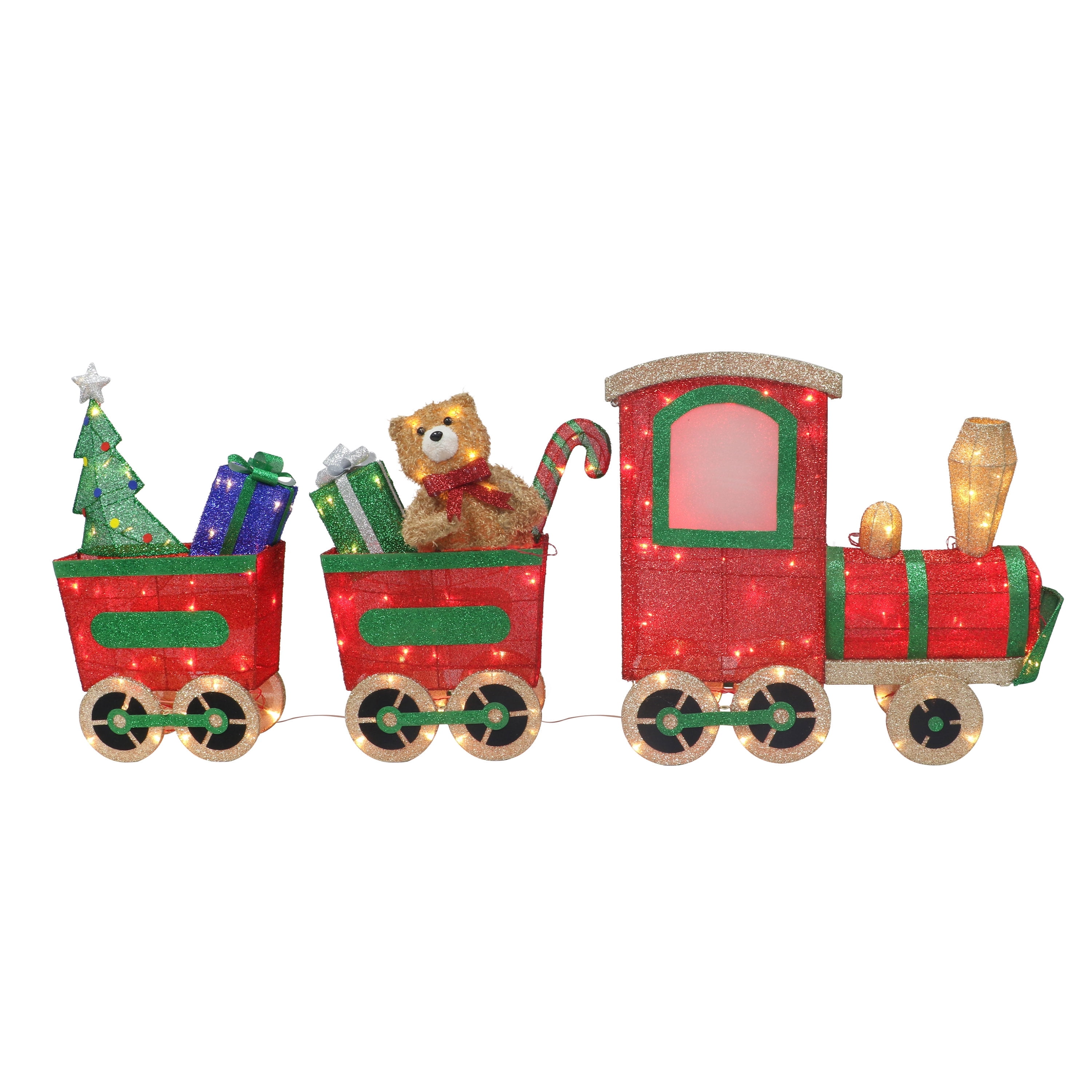 Lighted Outdoor Wire Frame Train with Presents - Walmart.com