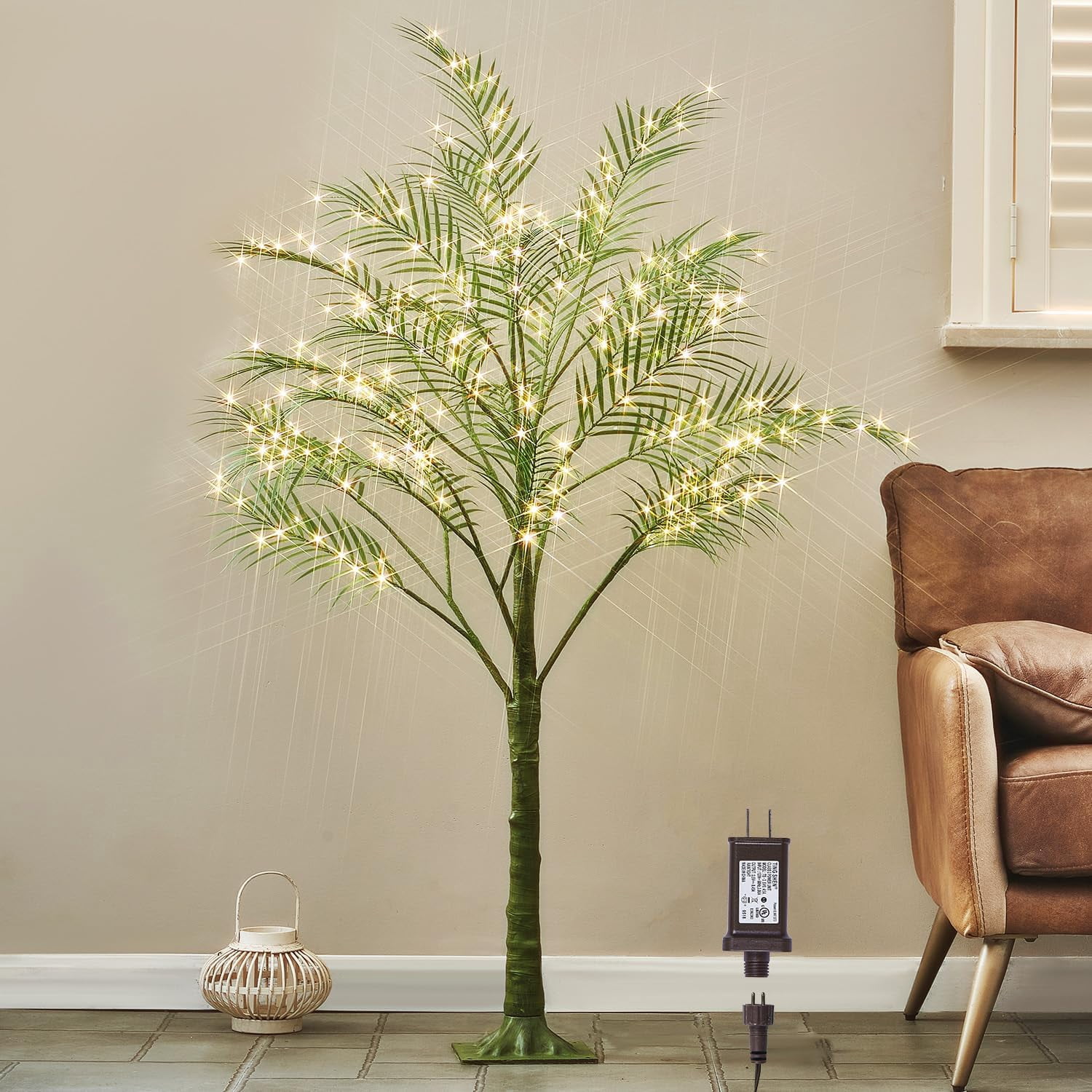 Lighted Palm Tree 4FT 240 LED Fairy Lights, Faux Plant Tree with Lights ...