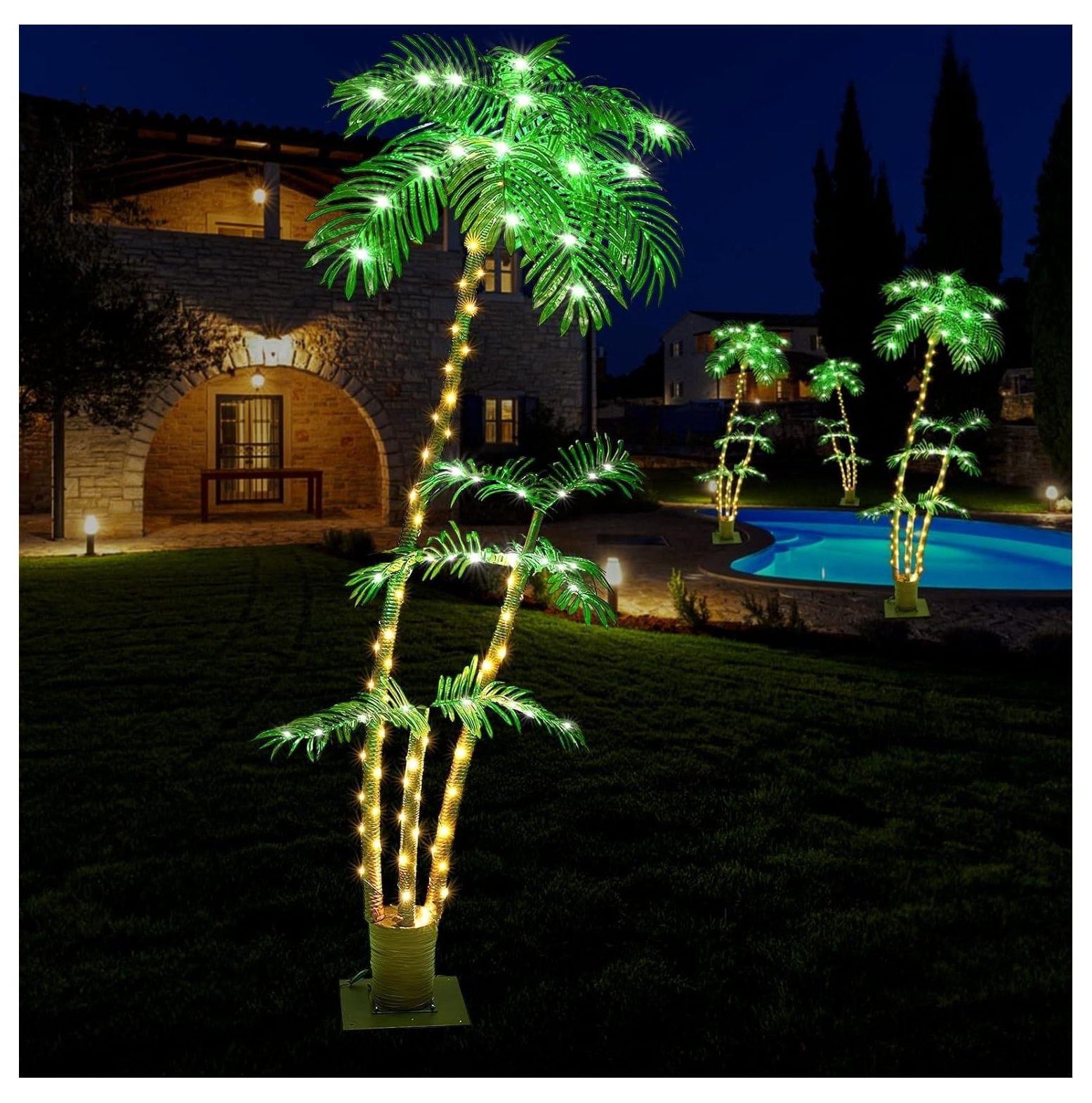 Lighted Palm Tree, 6FT Palm Trees for Outside Patio, Christmas Palm ...