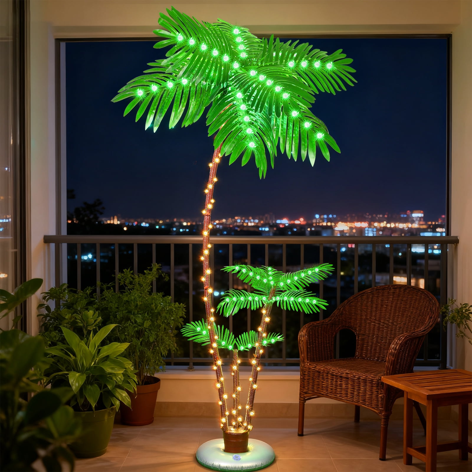 7FT Lighted Palm Tree - LED Outdoor Christmas Decor for Patio, Yard ...