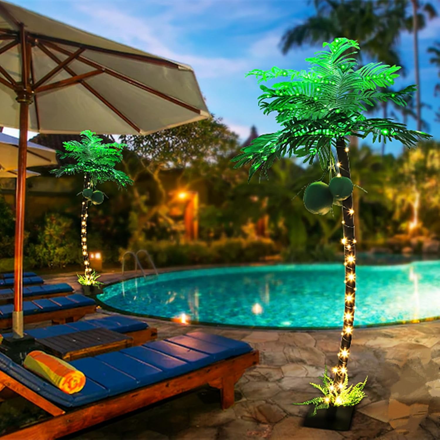Lighted Palm Tree Home Decor: 5ft 270 LED Artificial Greenery Lights ...