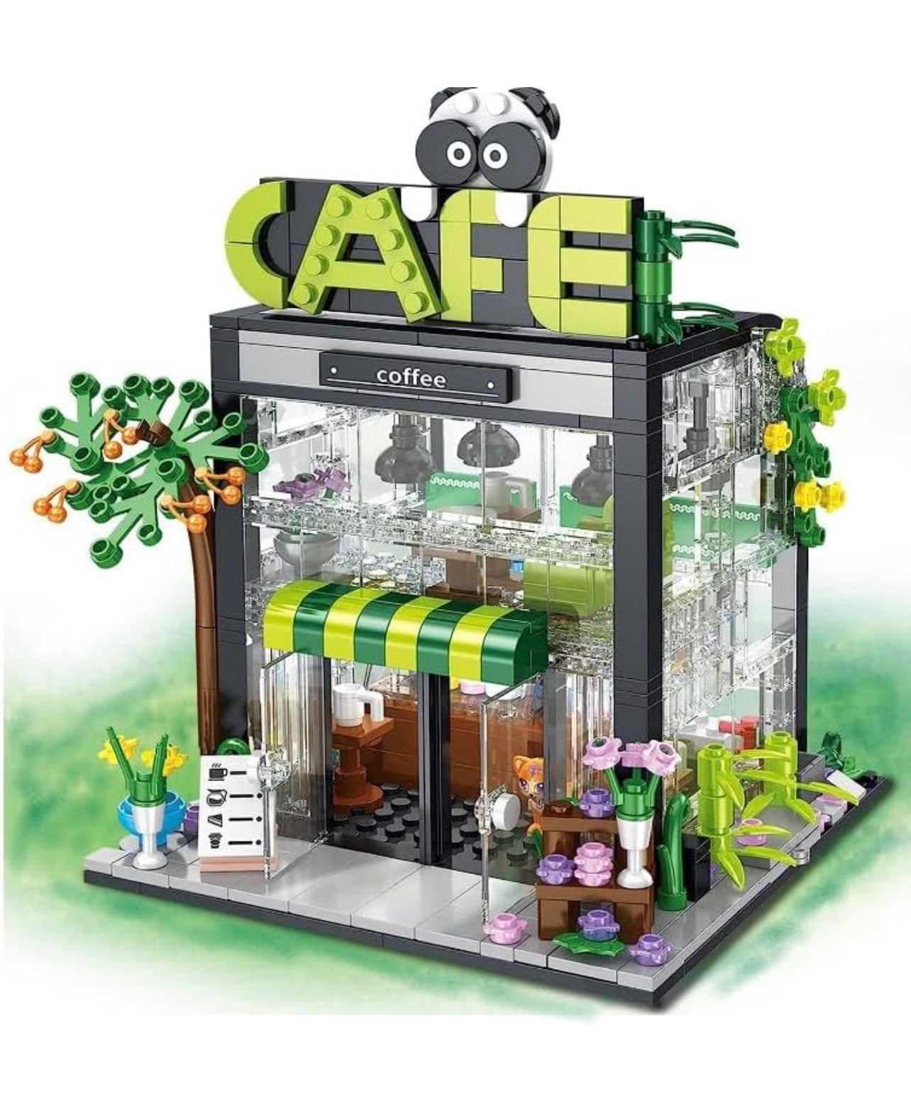 Lighted Panda Cafe Coffee House Building Blocks Set | General Jim's ...