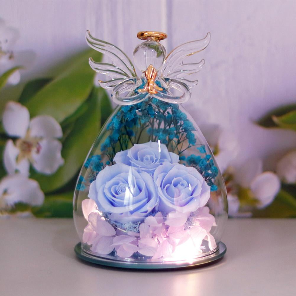 Lighted Preserved Rose Forever for Women,Flower in Glass Angel ...