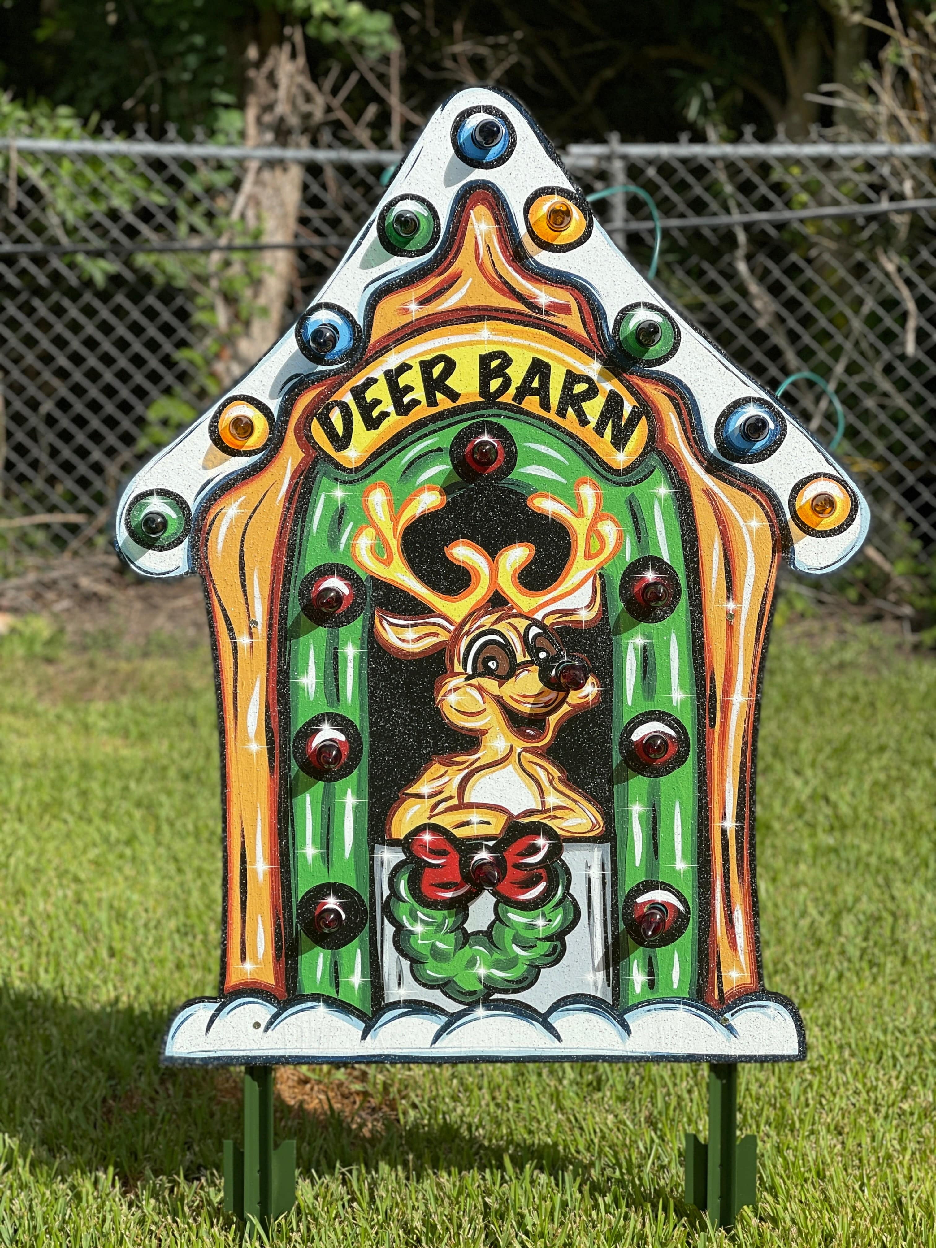 Lighted Reindeer Barn Christmas Yard Decoration - Walmart.com