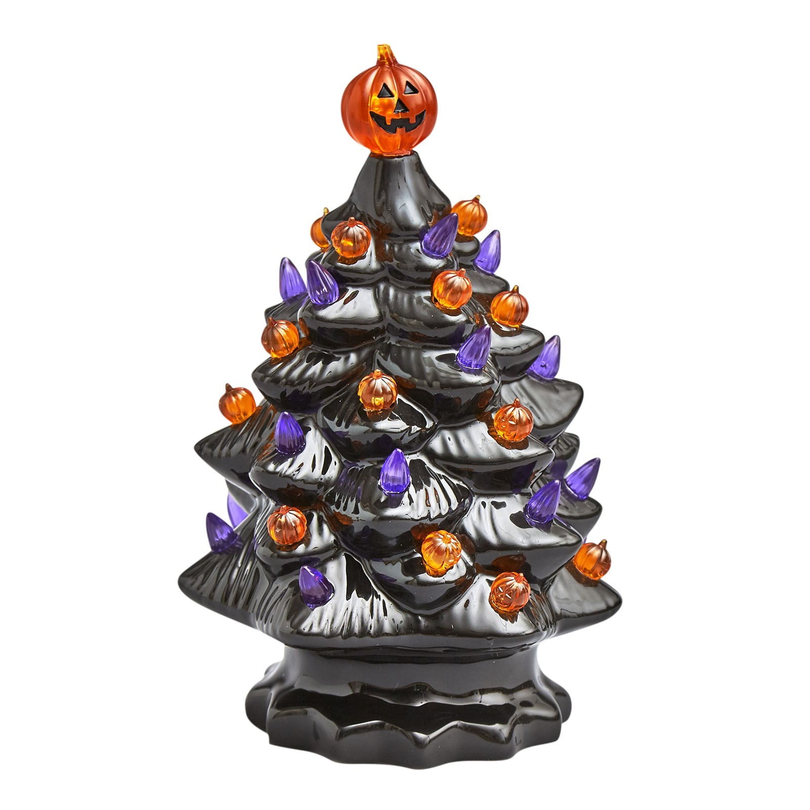 Lighted Resin Halloween Tree Battery Powered Tabletop Decor, Halloween ...