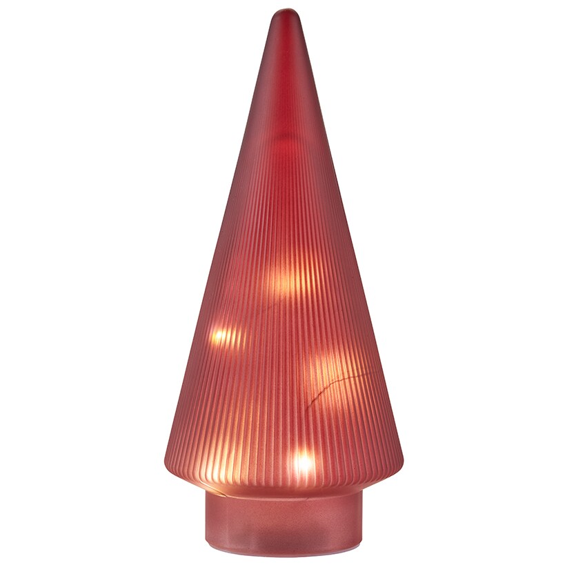 Lighted Ribbed Glass Tabletop Trees - Red - Walmart.com