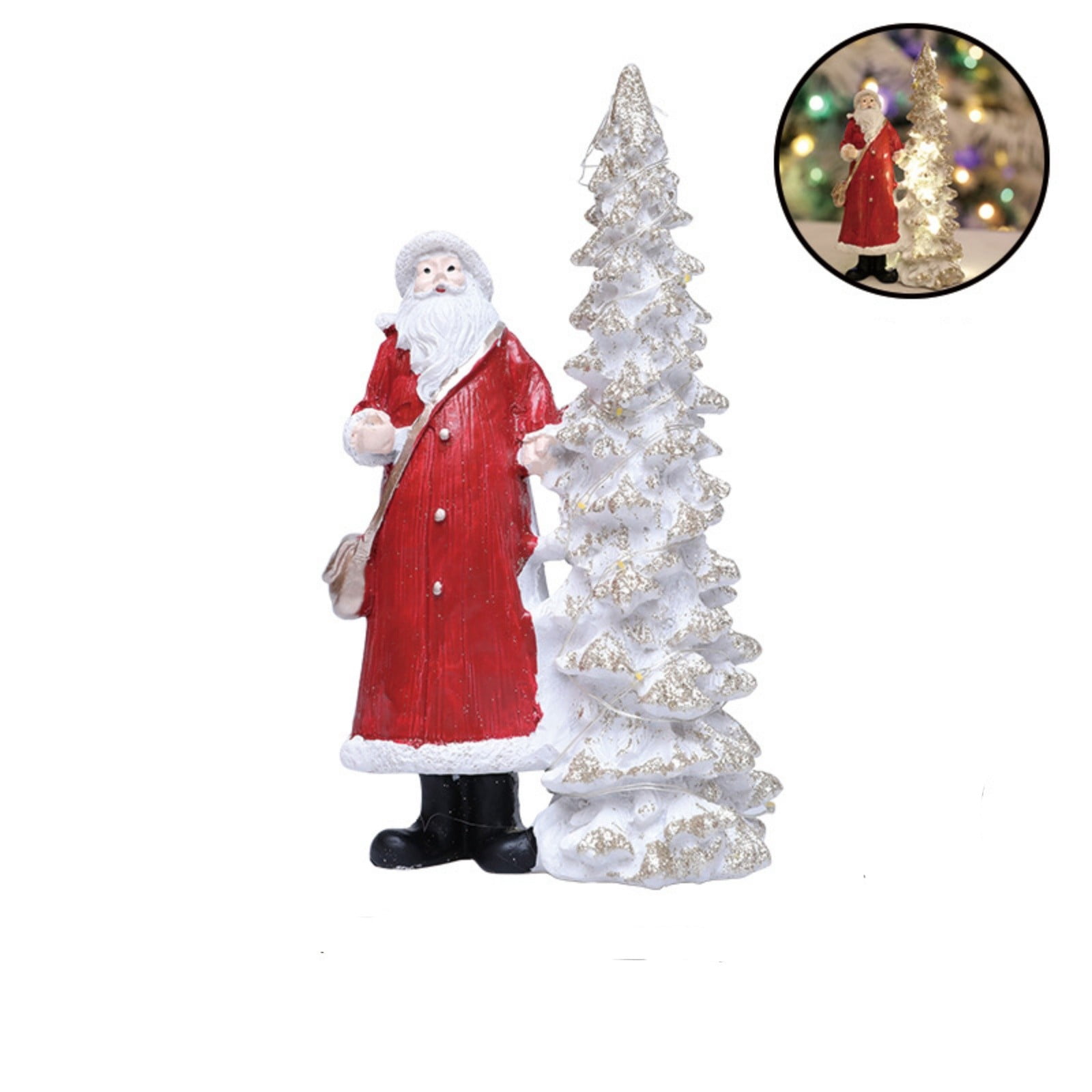 Lighted Santa Claus Figurine 1pc, 7.09in, a Pre-lit Christmas Tree, a ...