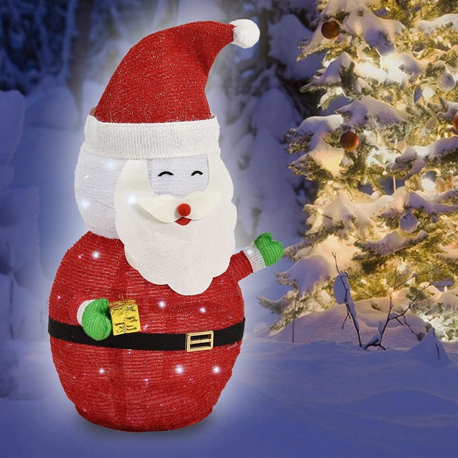 Lighted Santa Claus Outdoor Christmas Decorations,Light Up Collapsible ...