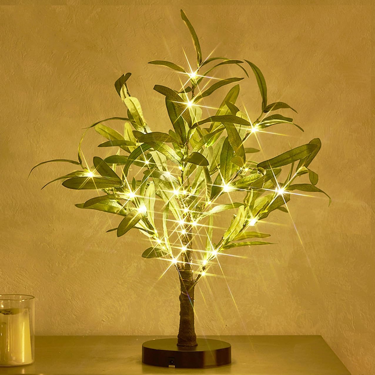 Lighted Small Olive Tree Battery Operated or USB 18in 50 Warm White LED with Timer, Light Up ...