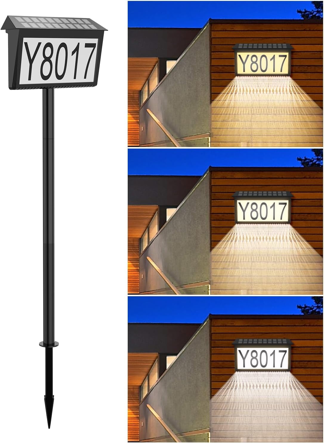 Lighted Solar Address Sign for Yard: Waterproof, Solar-Powered ...