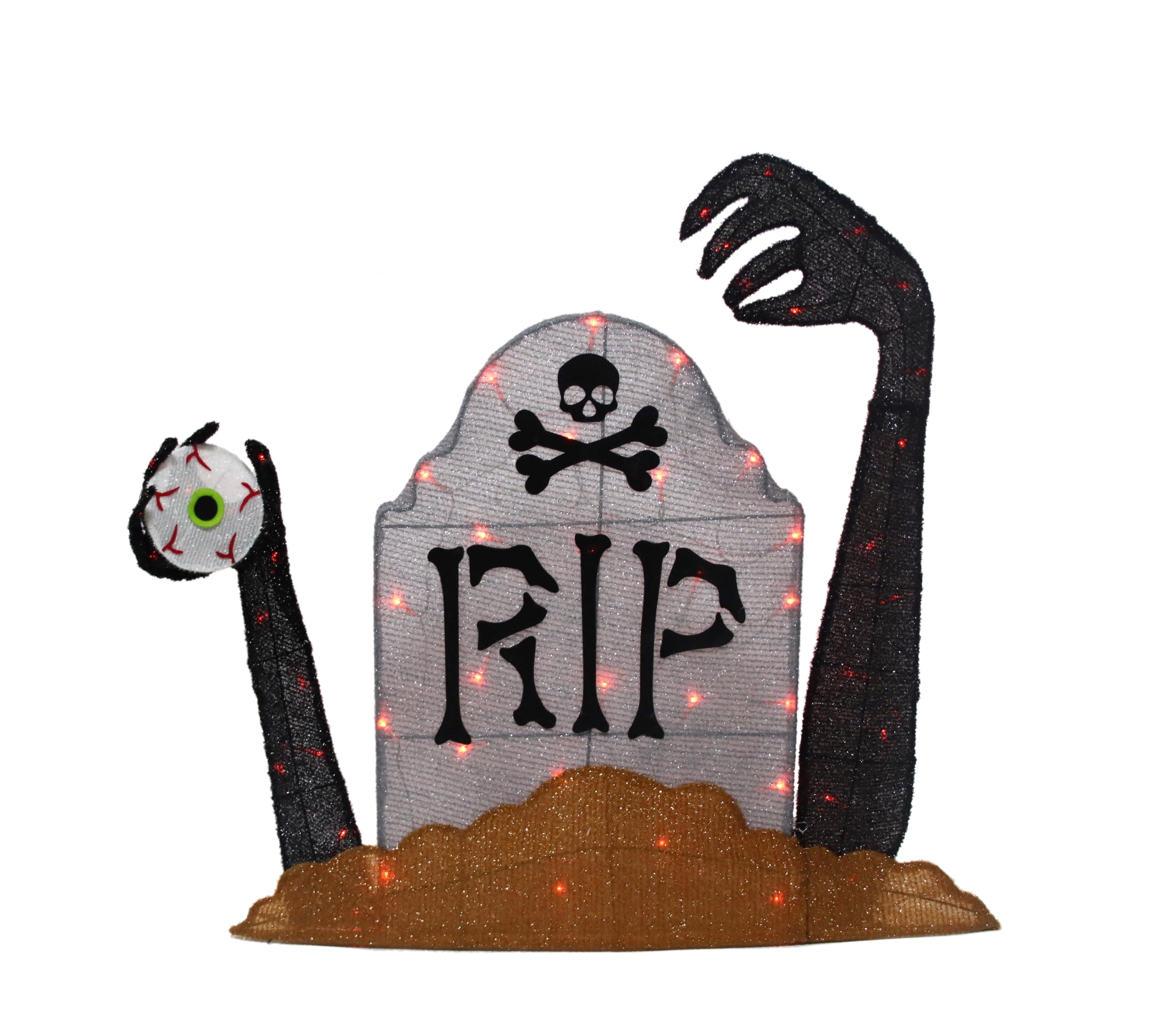 Lighted Tombstone Halloween Decoration - 36" - Black and Gray - Orange ...