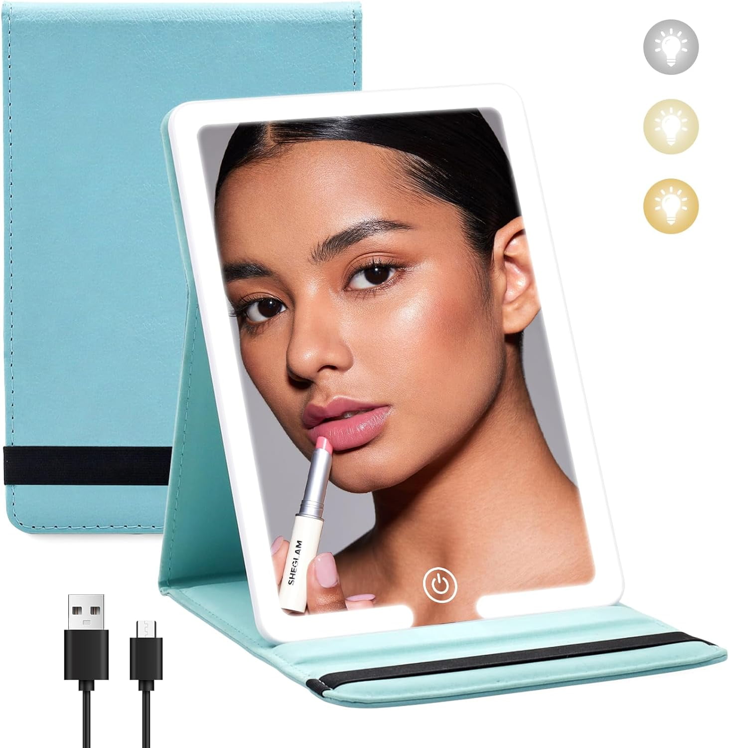 Lighted Travel Makeup Mirror Folding Travel Mirror Compact Vanity ...