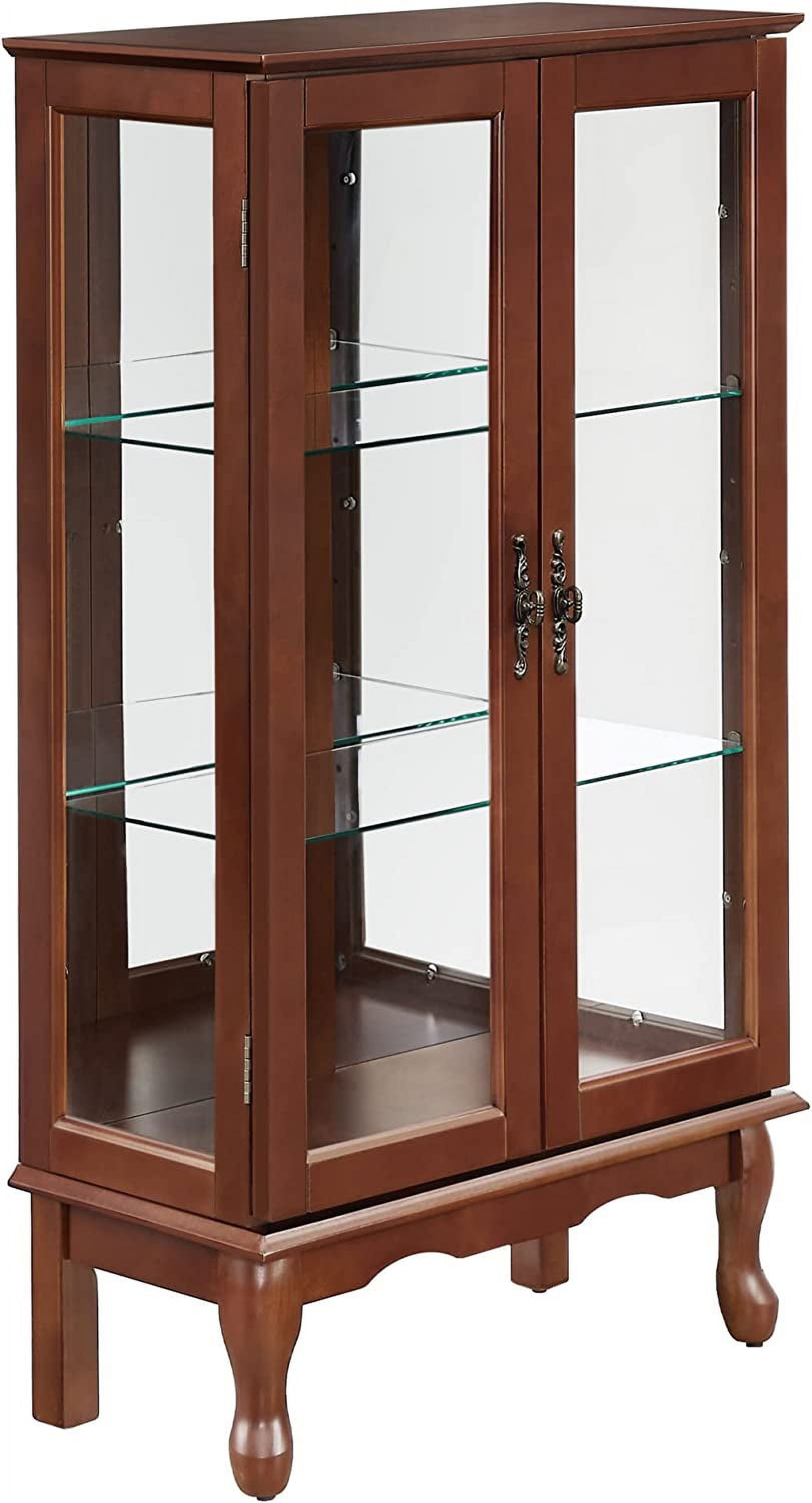 Lighted Wooden Display Curio Cabinet,Curio Cabinet with Tempered Glass ...