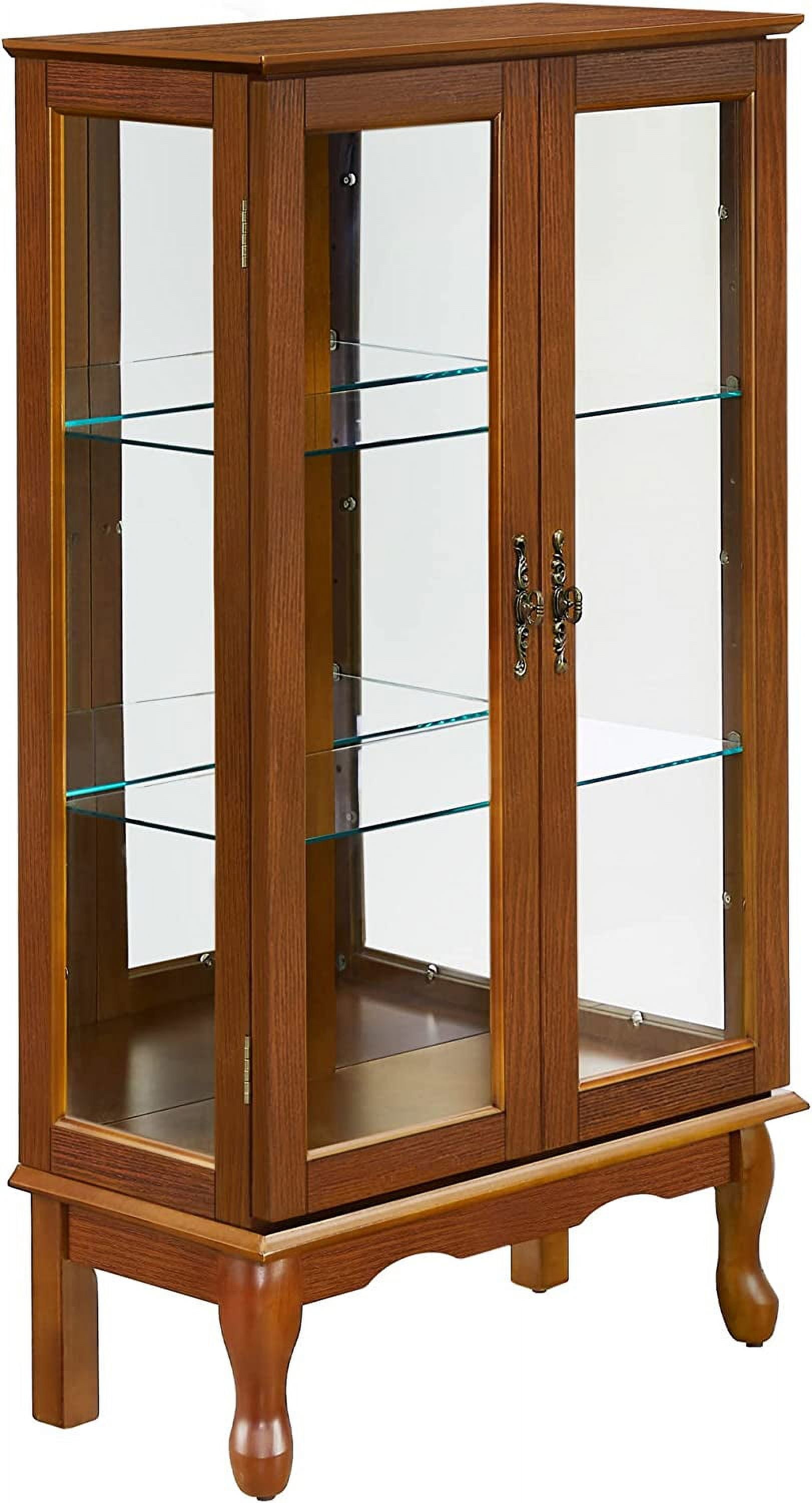 Lighted Wooden Display Curio Cabinet,Curio Cabinet with Tempered Glass ...