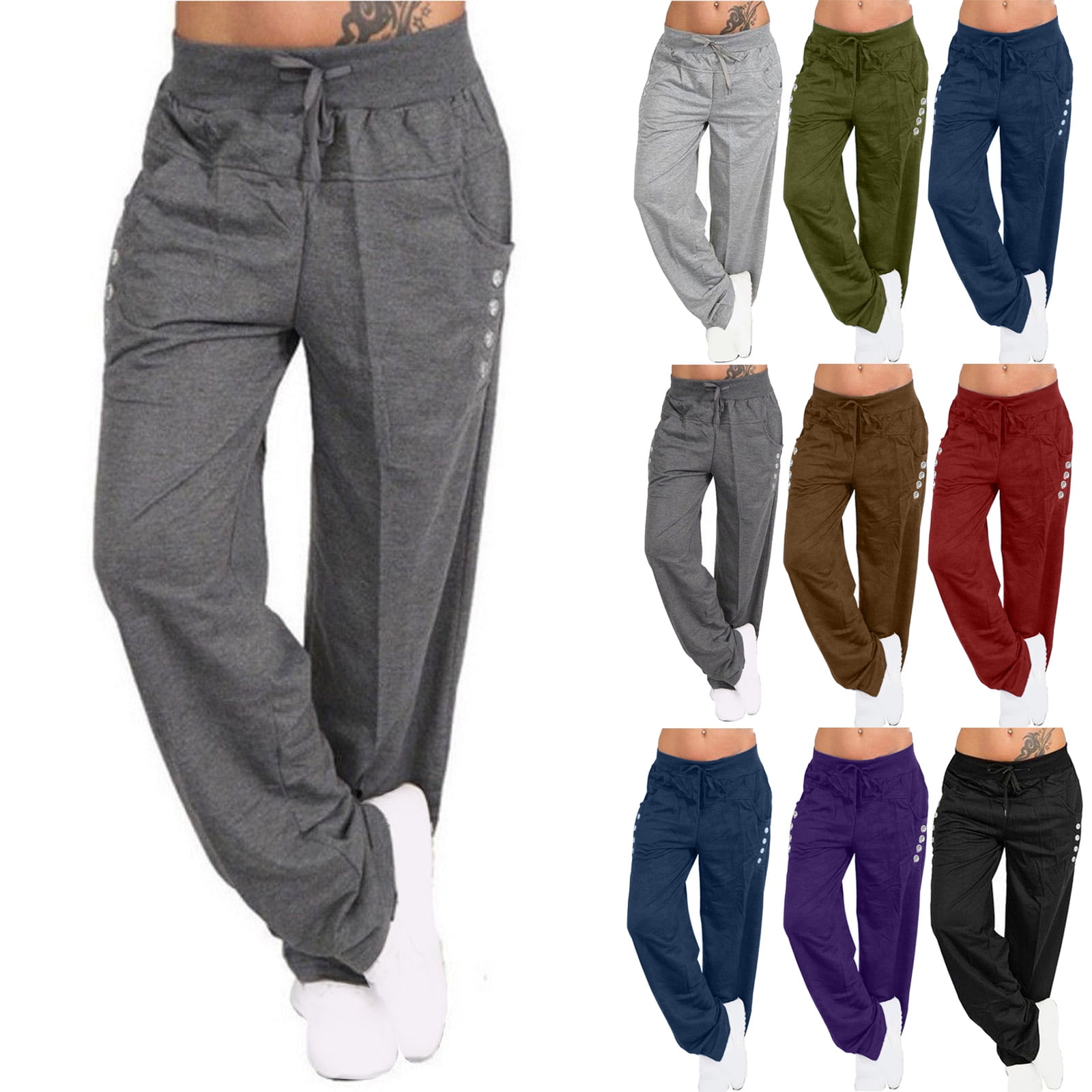 Lighten Sales of The Day! lcziwo Wide Leg Sweatpants for Women Button ...