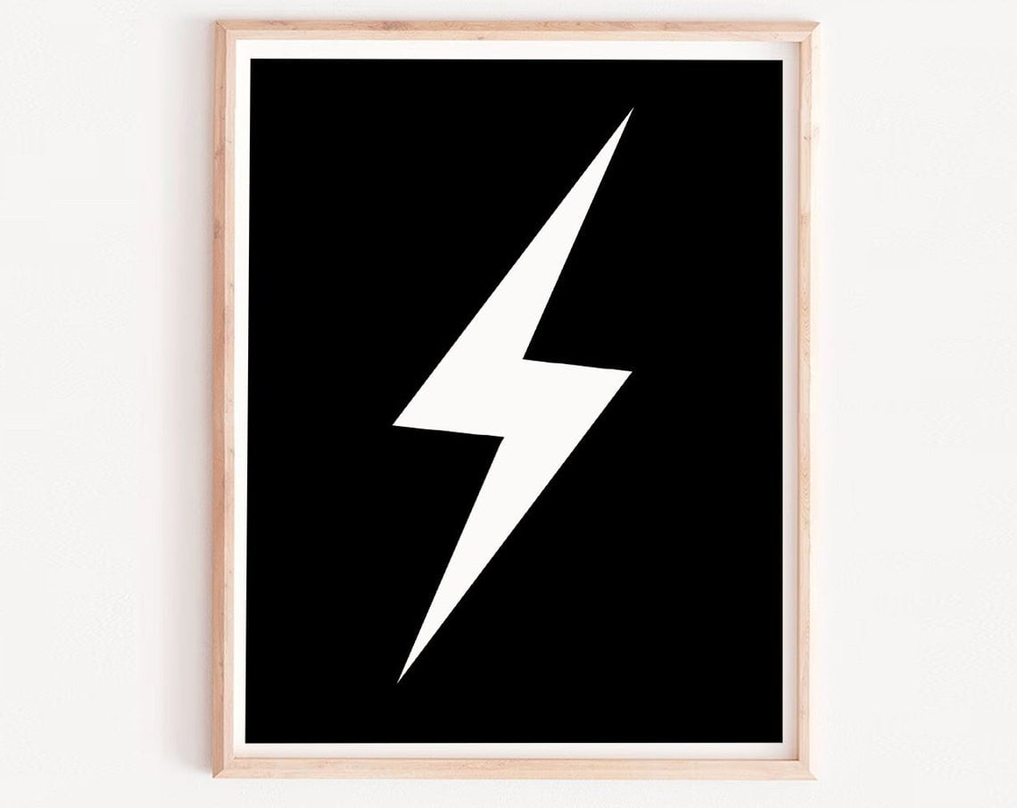 Lightening Bolt Superhero Wall Print, Boys Print, Blacksuperhero Room ...