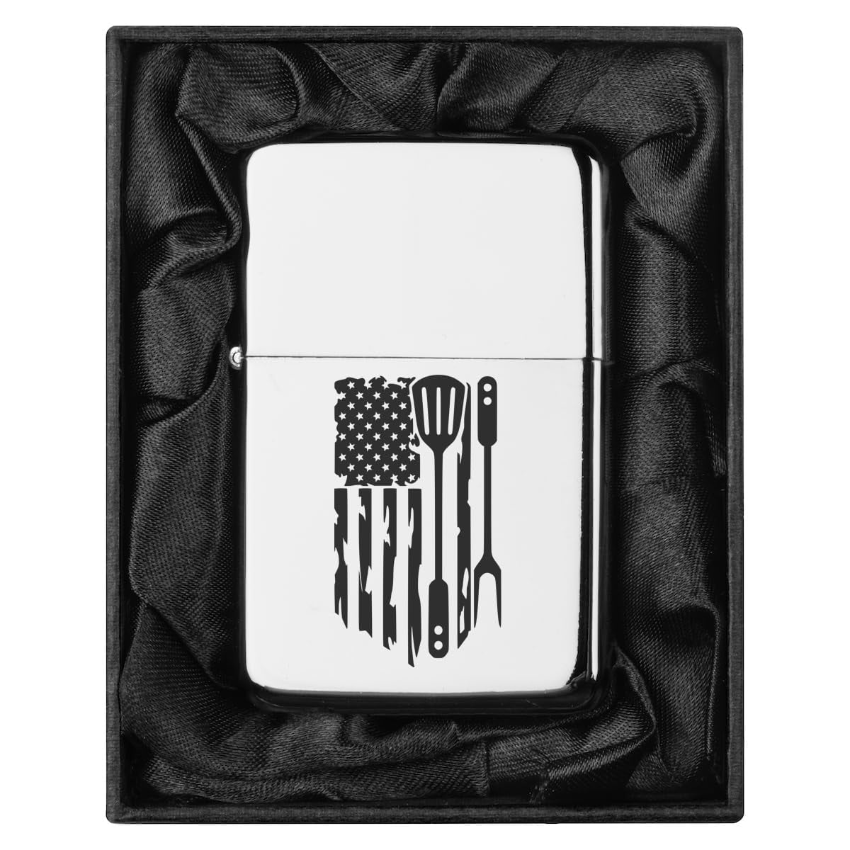 Lighter in Black Silk Lined Gift American Barbecue Flag (Chrome ...