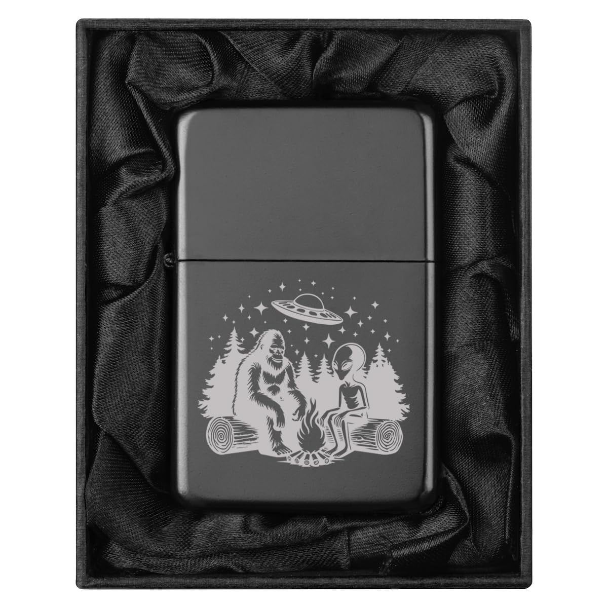 Lighter in Black Silk Lined Gift Bigfoot Alien UFO Campfire Funny ...