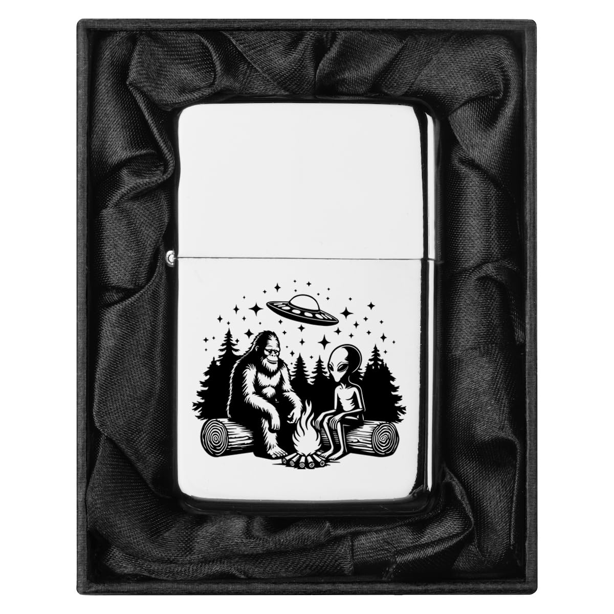 Lighter in Black Silk Lined Gift Bigfoot Alien UFO Campfire Funny ...