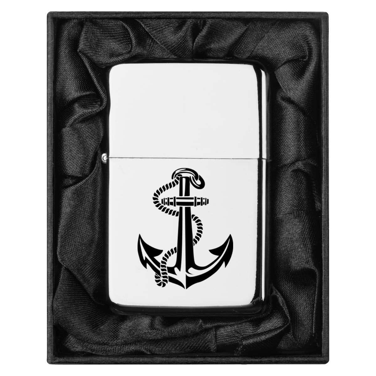 Lighter in Black Silk Lined Gift Box Anchor with Rope (Chrome ...
