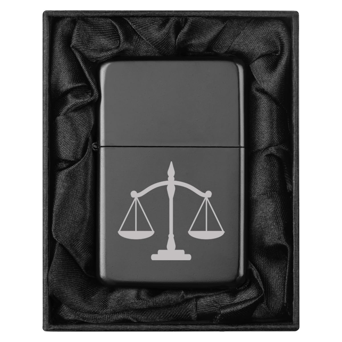Lighter in Black Silk Lined Gift Box Scales of Justice Lawyer (Black ...