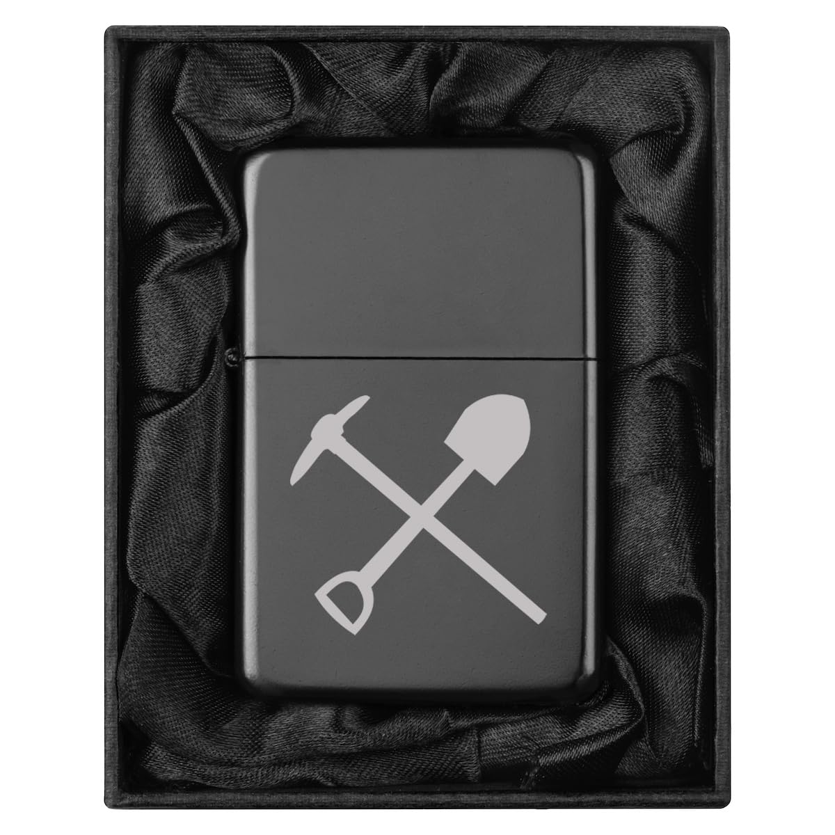 Lighter in Black Silk Lined Gift Box Shovel Pick Miner Mining Tools ...