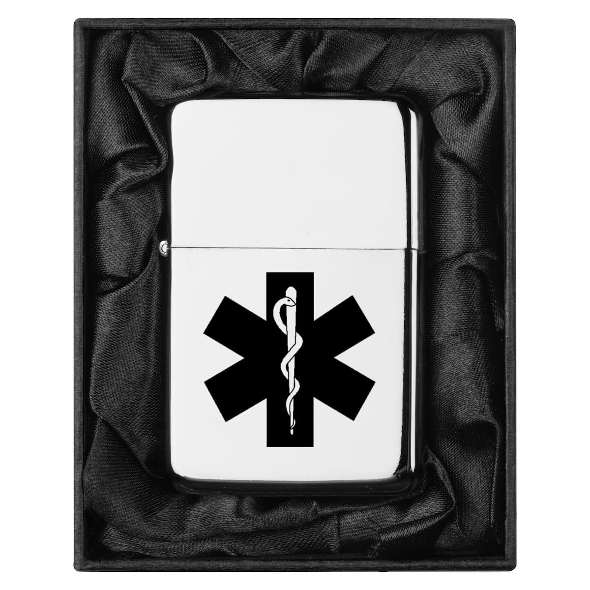 Lighter in Black Silk Lined Gift Box Star of Life EMT Paramedic (Chrome ...