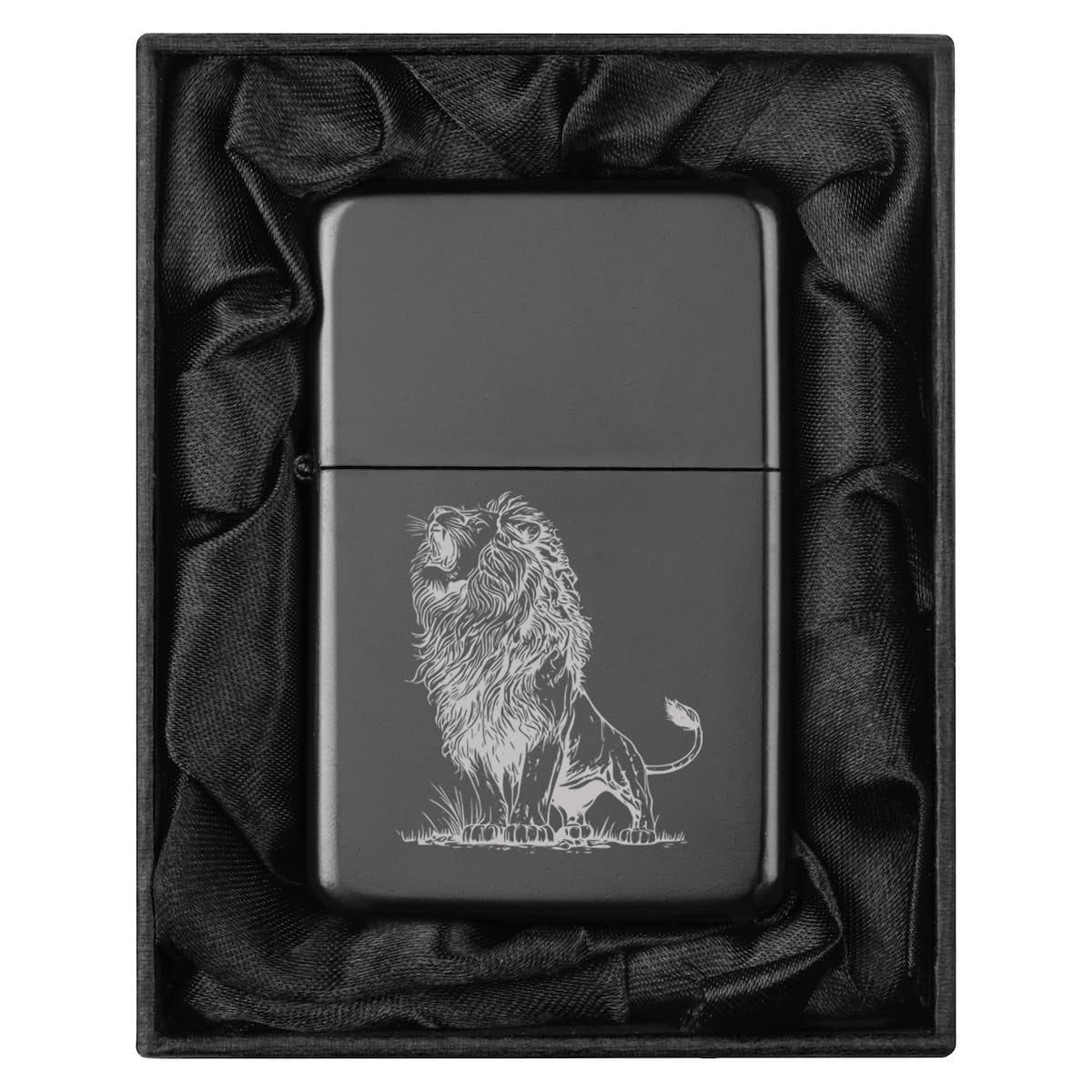 Lighter in Black Silk Lined Gift Lion Roaring (Black) - Walmart.com