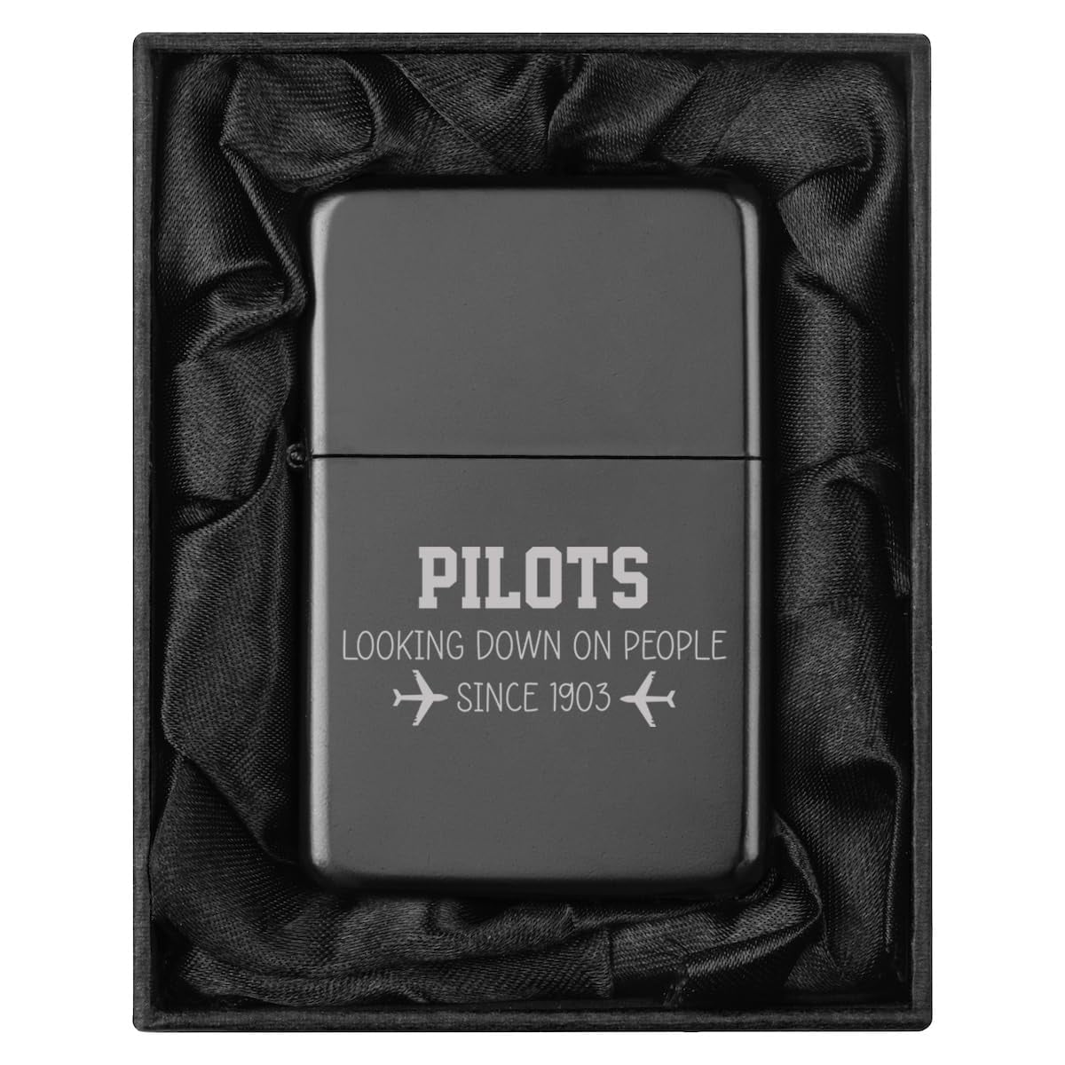 Lighter in Black Silk Lined Gift Pilots Looking Down On People Funny ...