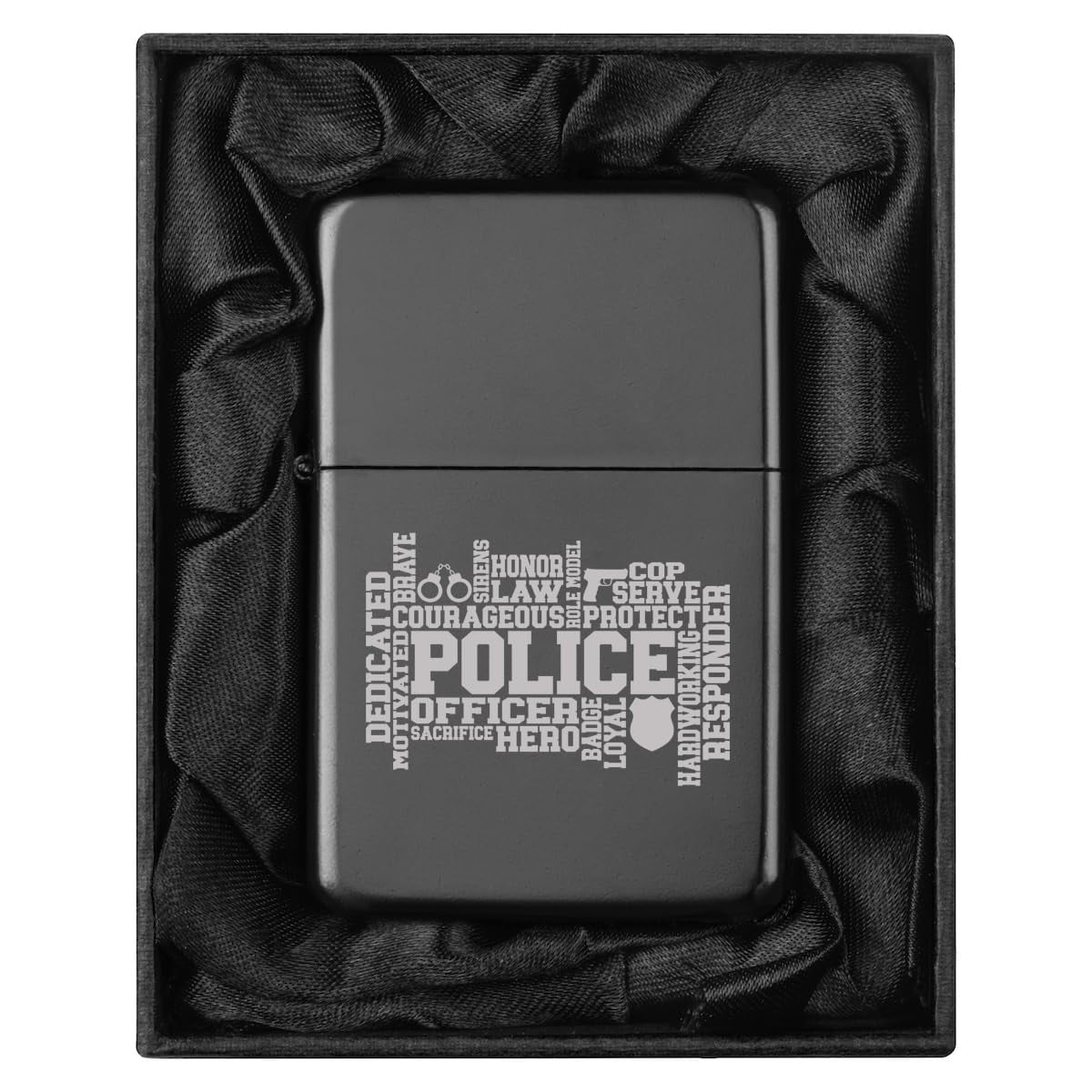 Lighter in Black Silk Lined Gift Police Word Art (Black) - Walmart.com