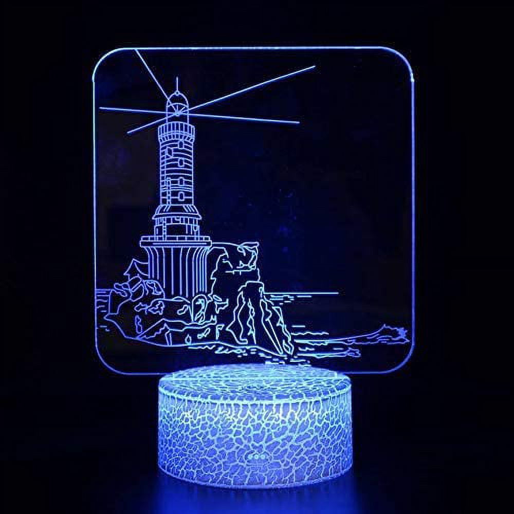 Lighthouse 3D Night Light,3D Illusion Lamp 16 Color Change Decor Lamp ...