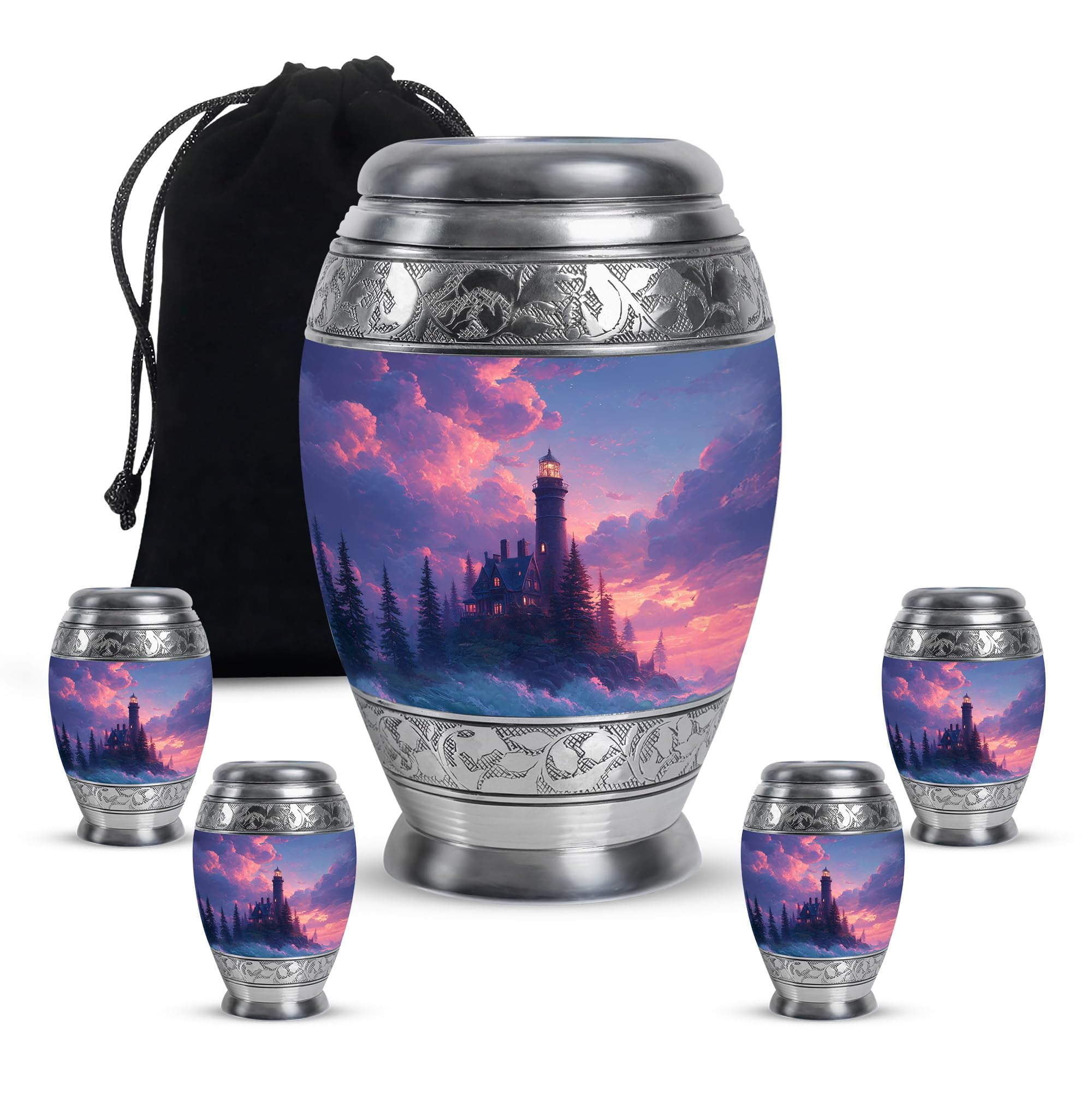 Lighthouse Adult Cremation Funeral Urn for Human Ashes, Keepsake ...
