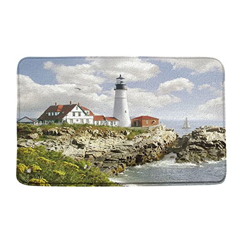 Lighthouse Bath Mat Coast Cape Tower Hut Ocean Wave Rock Beautiful Town ...