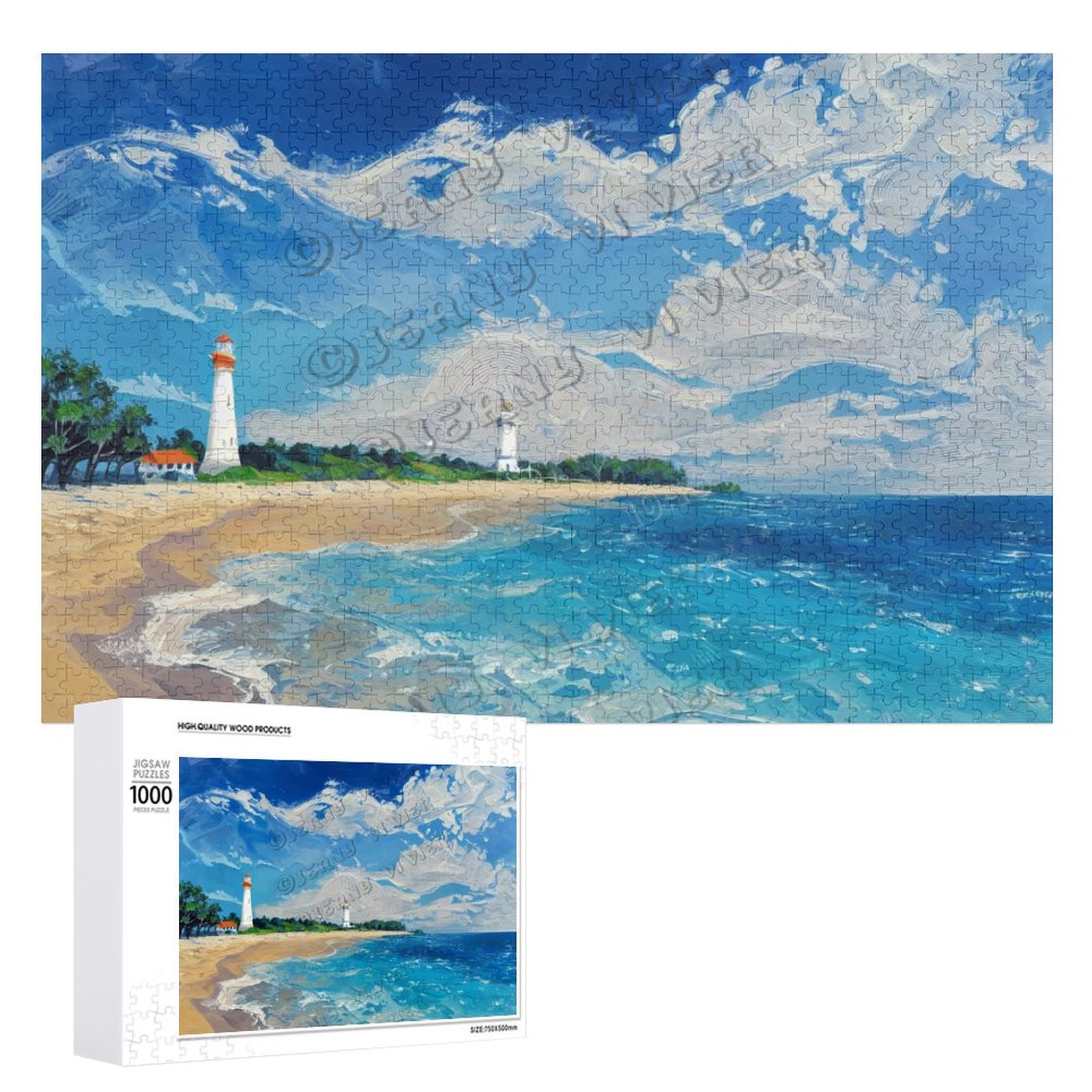 Lighthouse Beach 1000 Piece Jigsaw Puzzle for Adults,Beautiful Natural ...