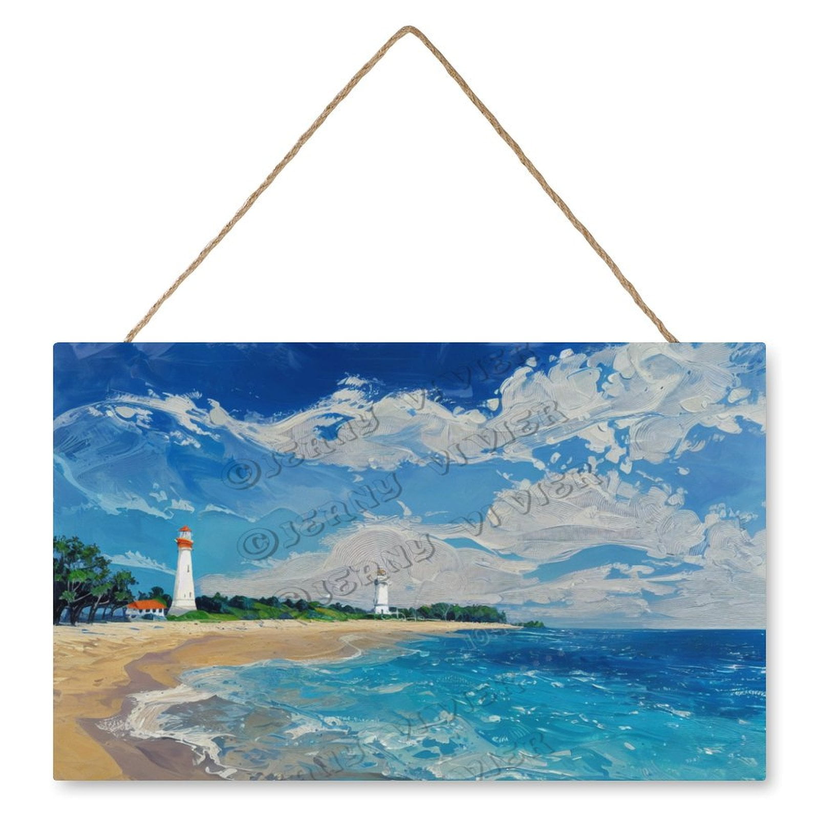 Lighthouse Beach Rustic Wood Hanging Sign Farmhouse Hanging Plaque ...