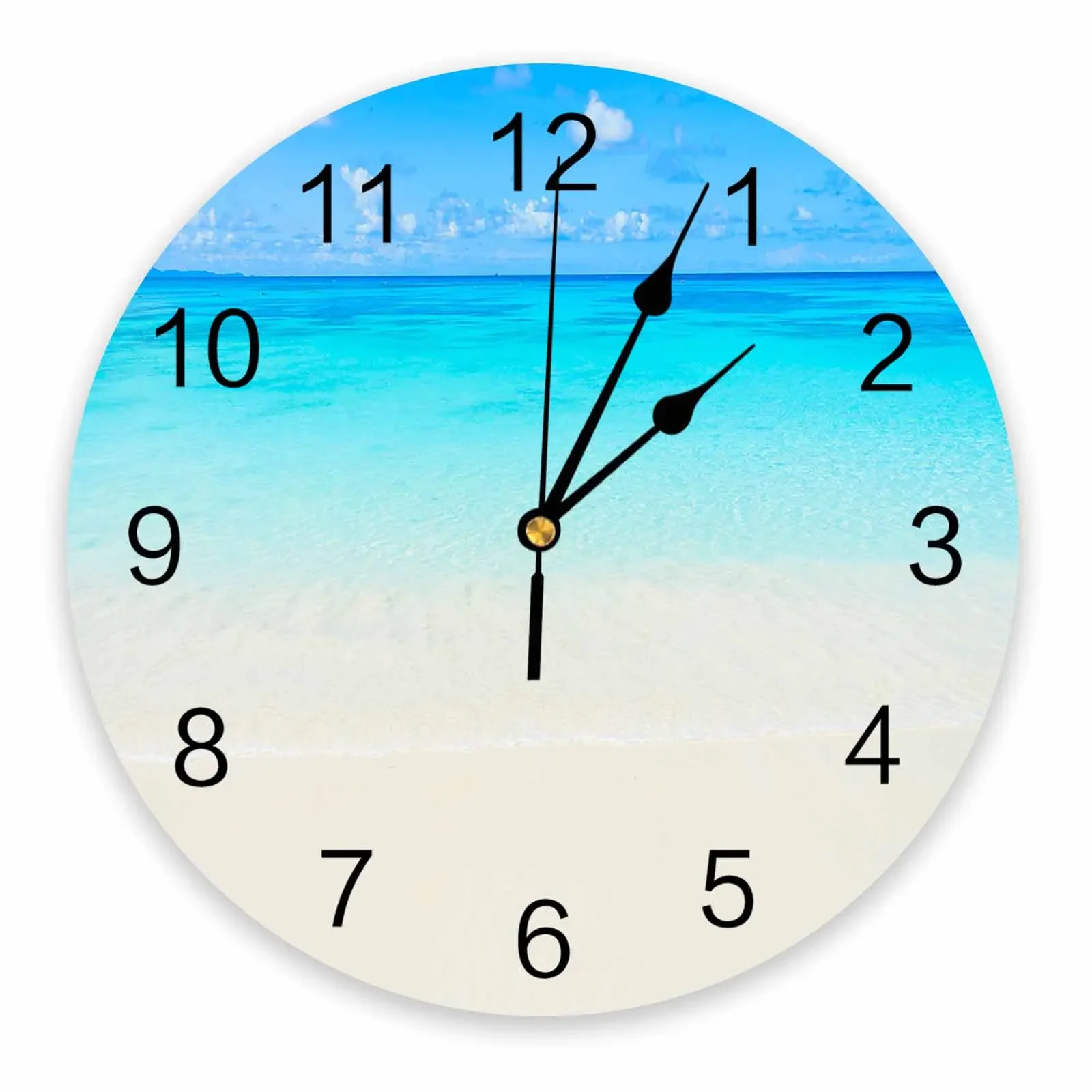 Lighthouse Beach Seagull Decorative Round Wall Clock Arabic Numerals ...