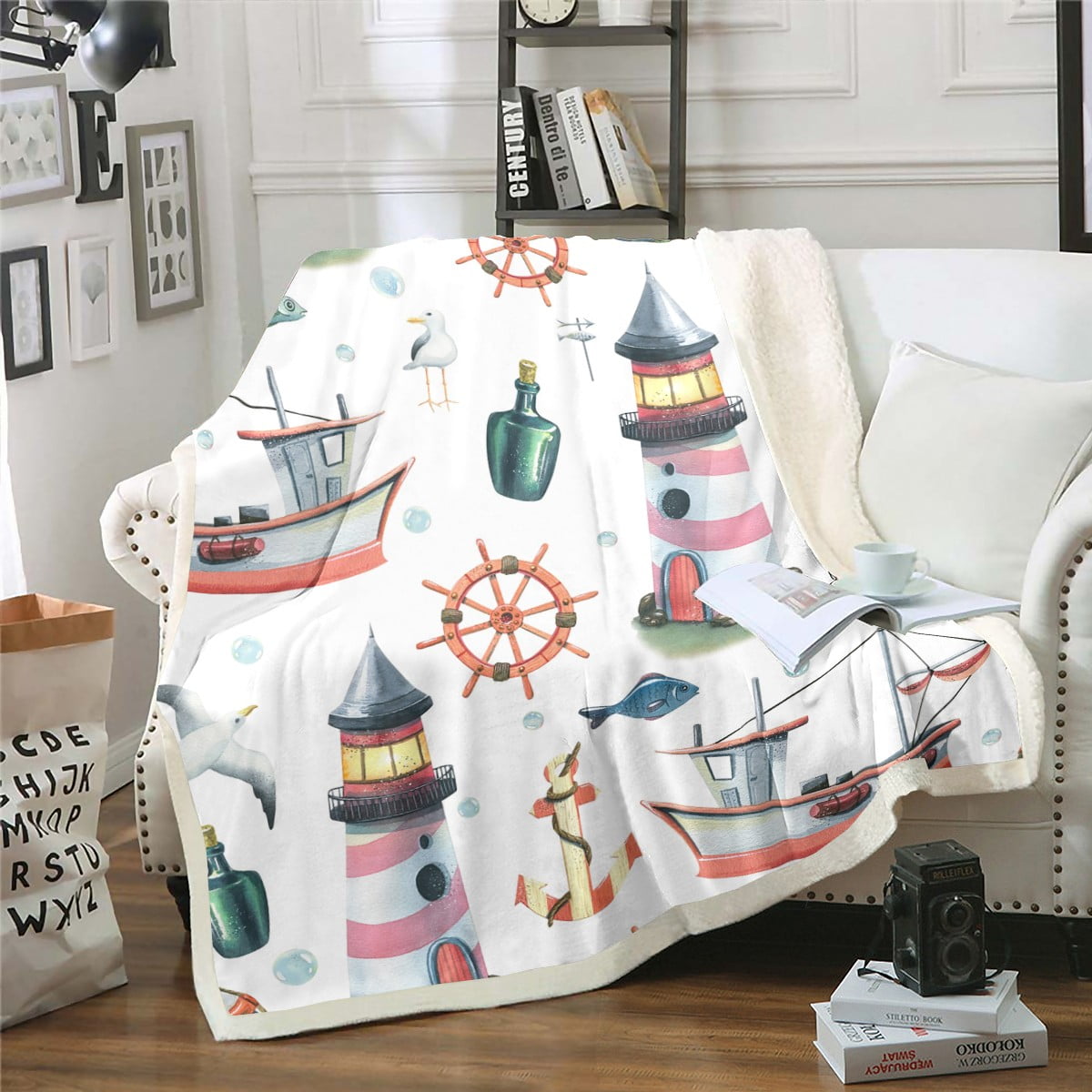 Lighthouse Blanket Nautical Themed 50"x60" Throw Blanket for Boys Kids ...