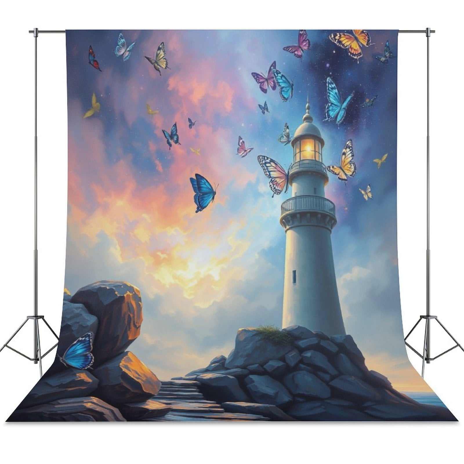 Lighthouse Butterflies Rocks Photography Backdrops Adult Photostudio ...