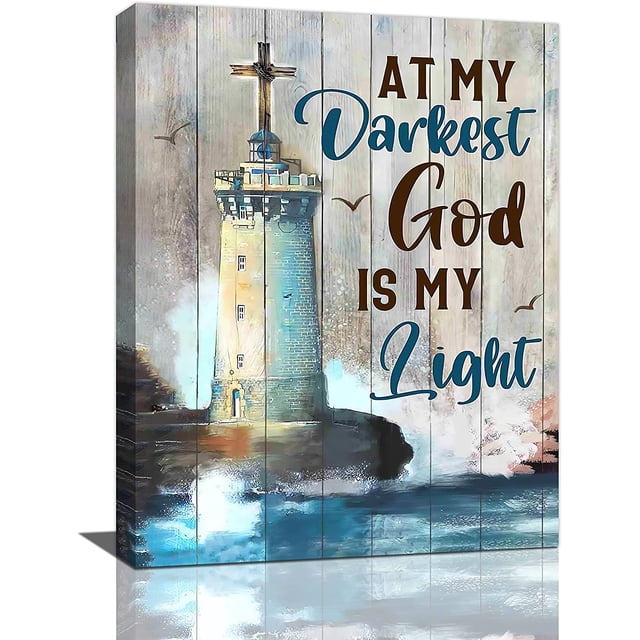 Lighthouse Christian Wall Art Coastal Nautical Theme Pictures Canvas ...