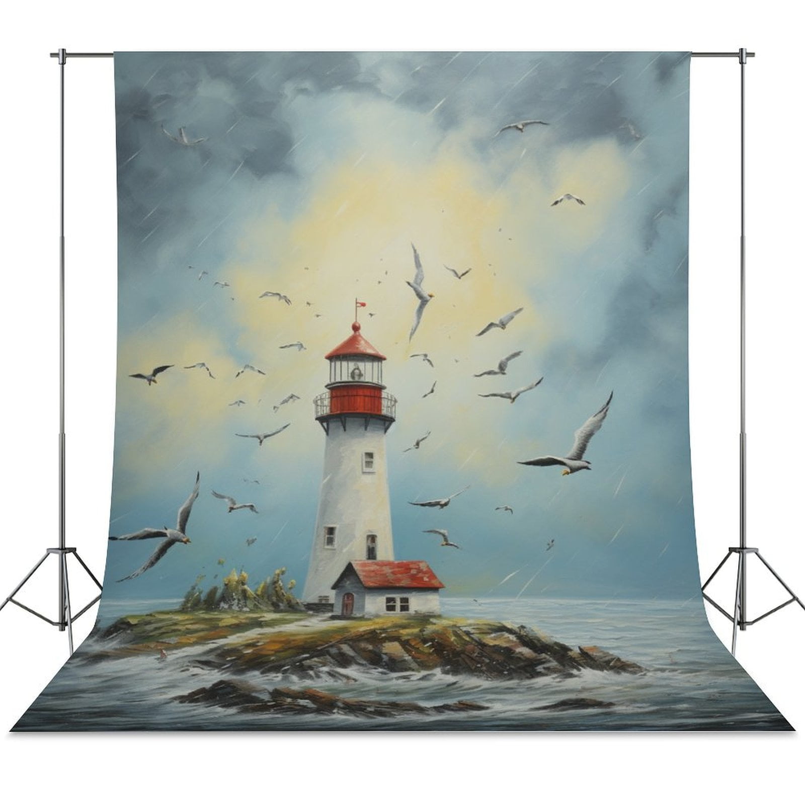 Lighthouse Coast Scenery Backdrops for Photography for Party Backdrop ...